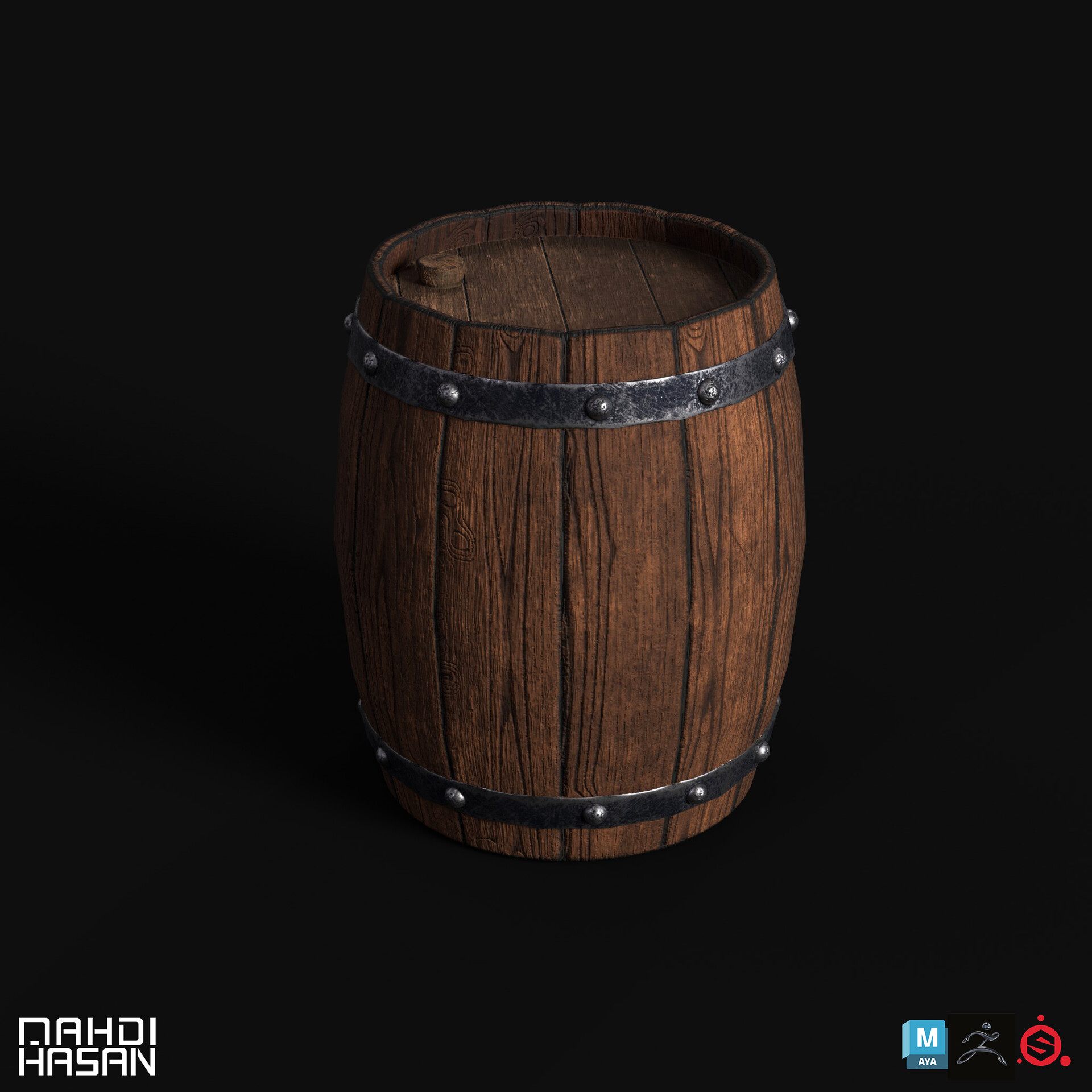 ArtStation - Wooden Barrel 3D Model