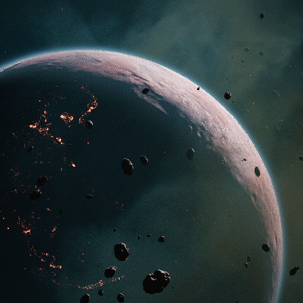 ArtStation - Planet with Asteroid Gas Cloud