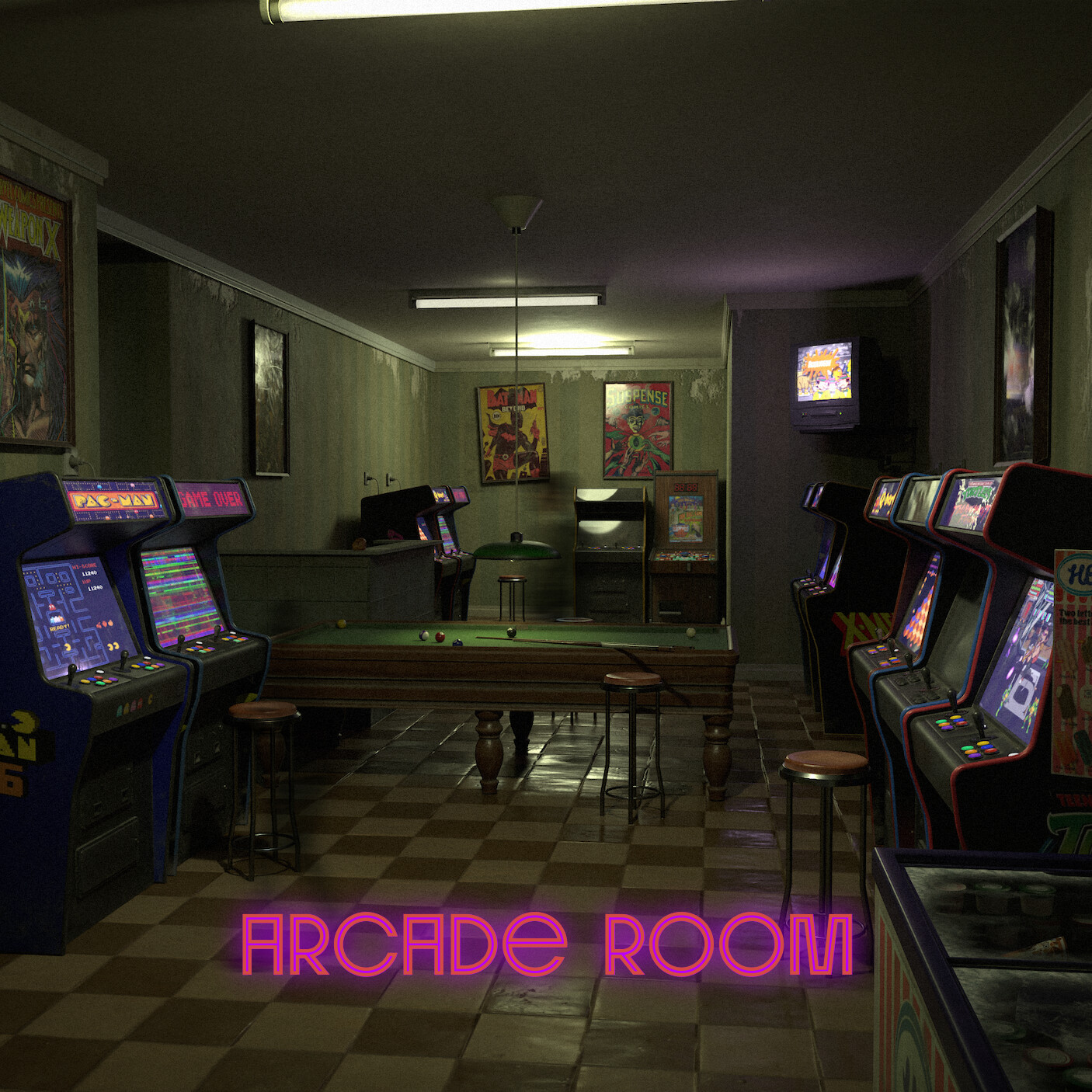 ArtStation - OLD ARCADE ROOM