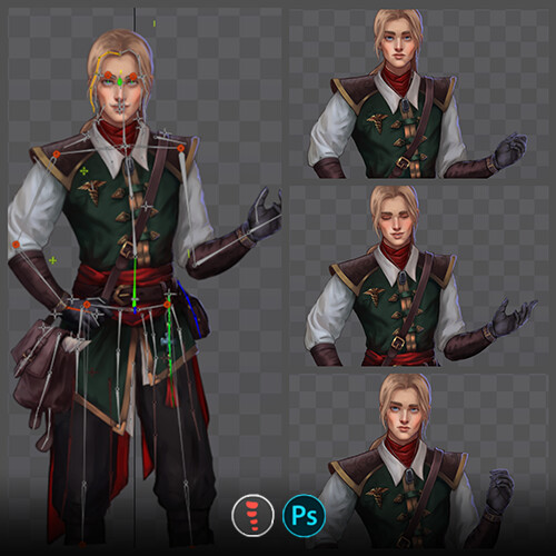 ArtStation - Spine 2d - character idle animation set | happy | angry ...