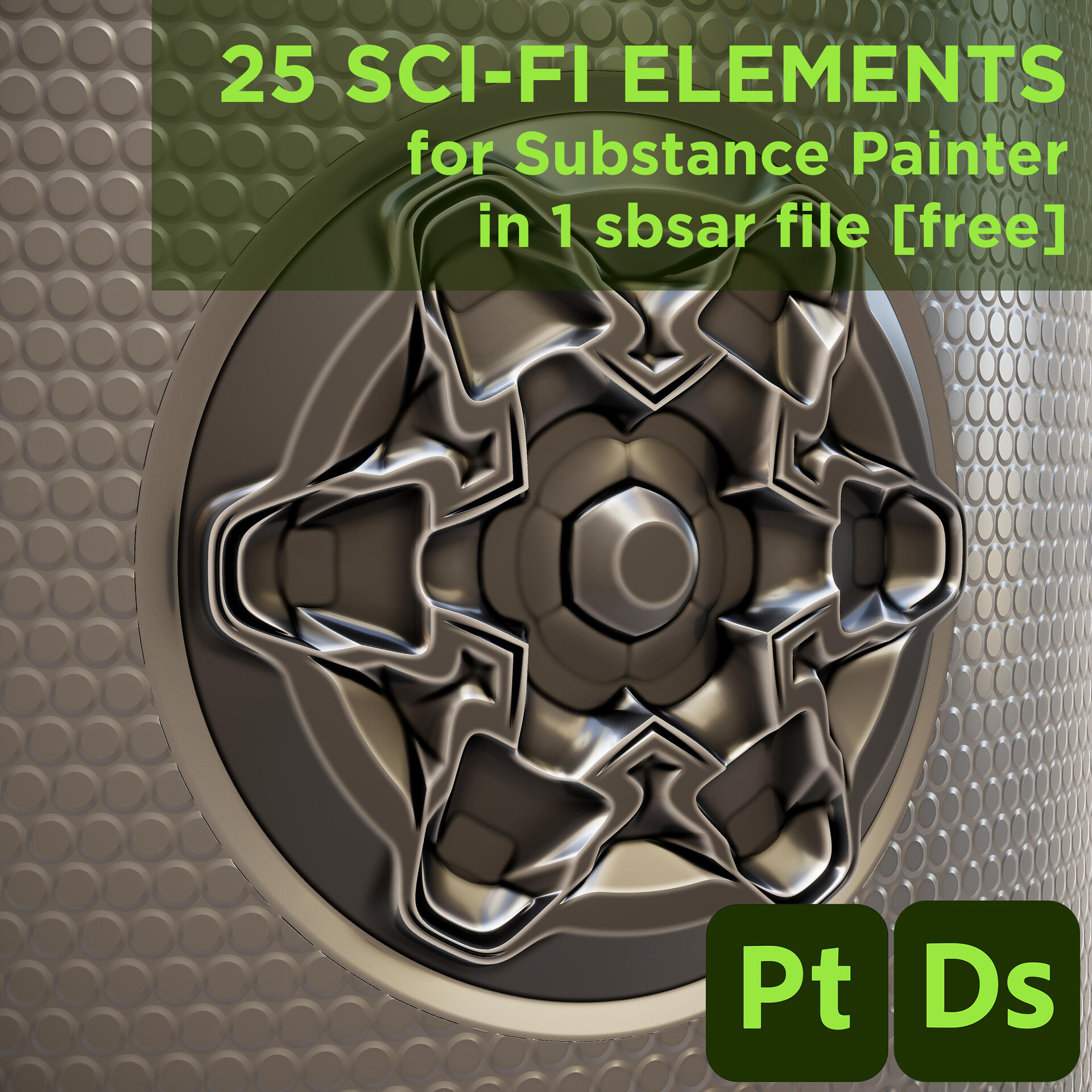 ArtStation - 25 Sci-fi (hard surface) decals for substance painter