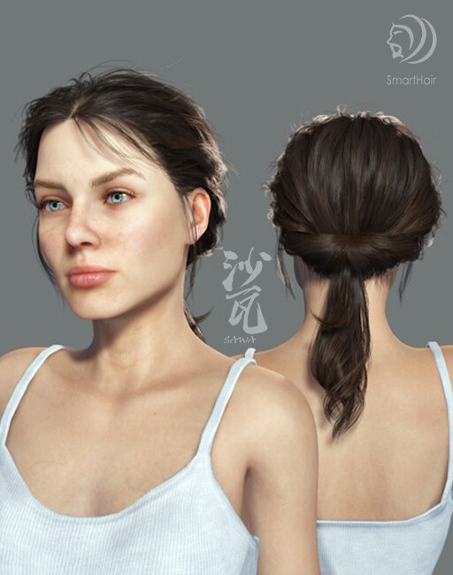 ArtStation - Elegant Twist Low Ponytails