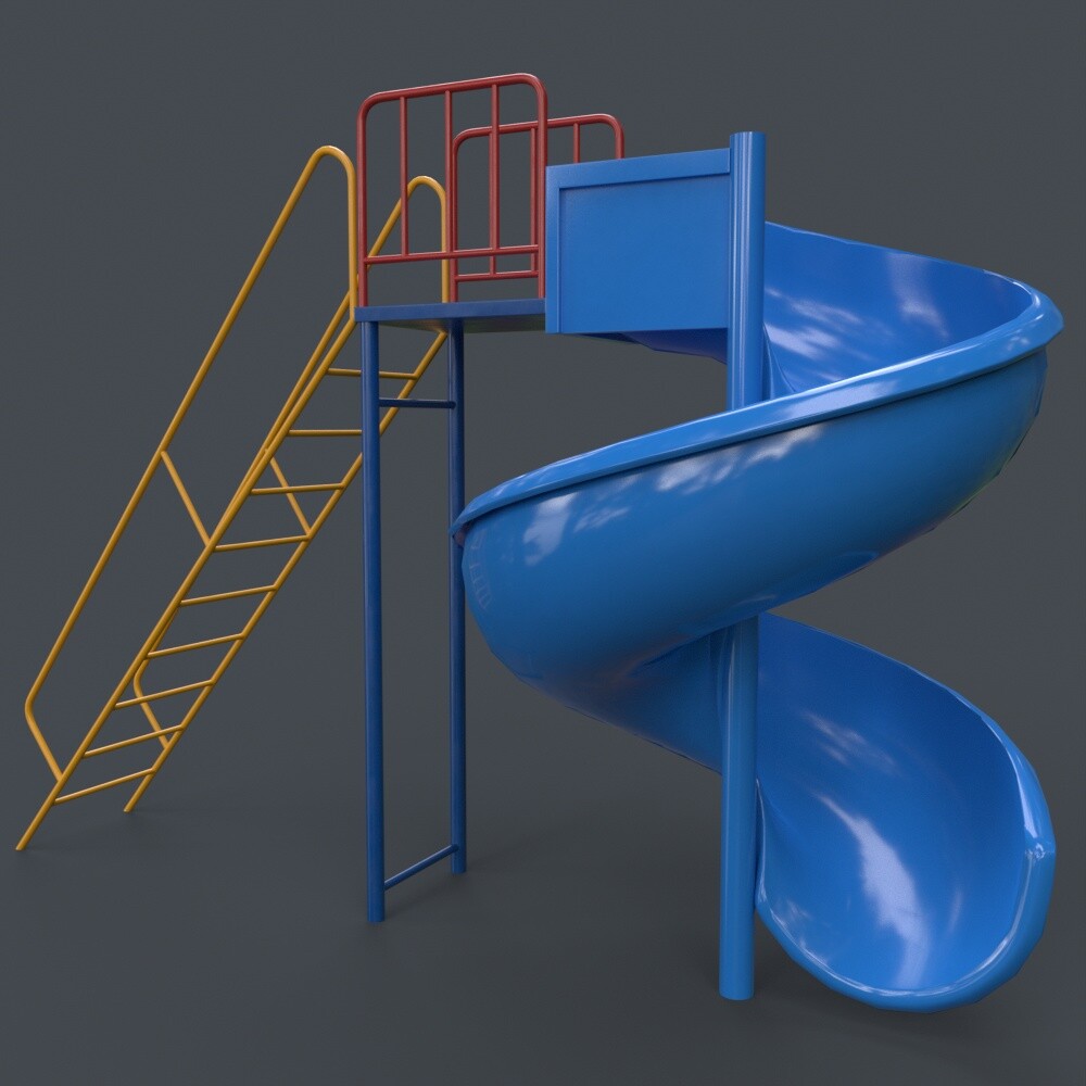 ArtStation - PBR Modular Outdoor Spiral Tube Slide C
