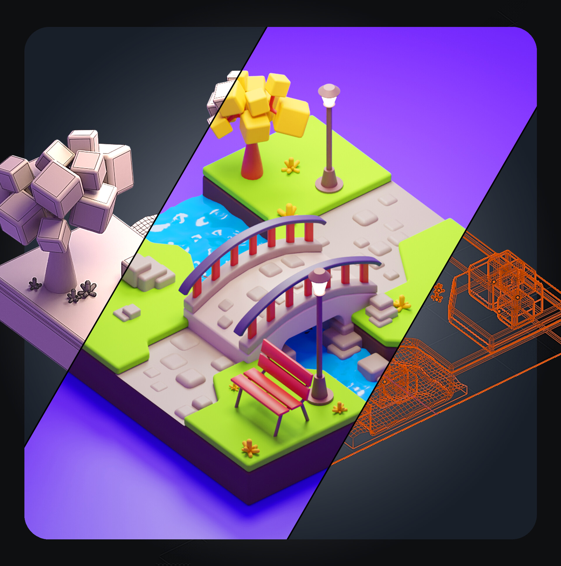 ArtStation - Park Illustration (With Polygon Runway)