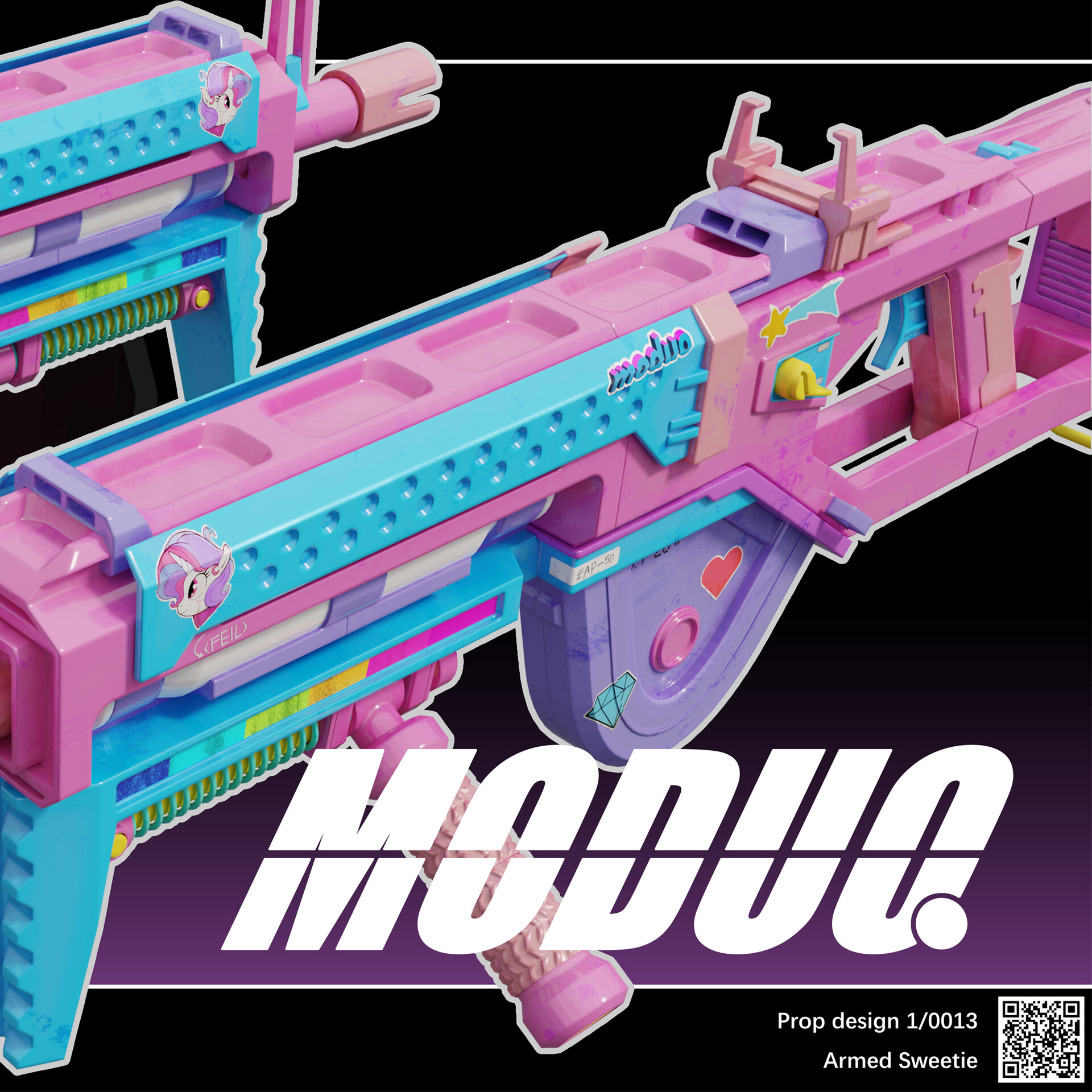 ArtStation - Prop Design 1/0013 Armed Sweetie(阳光彩虹小白马)
