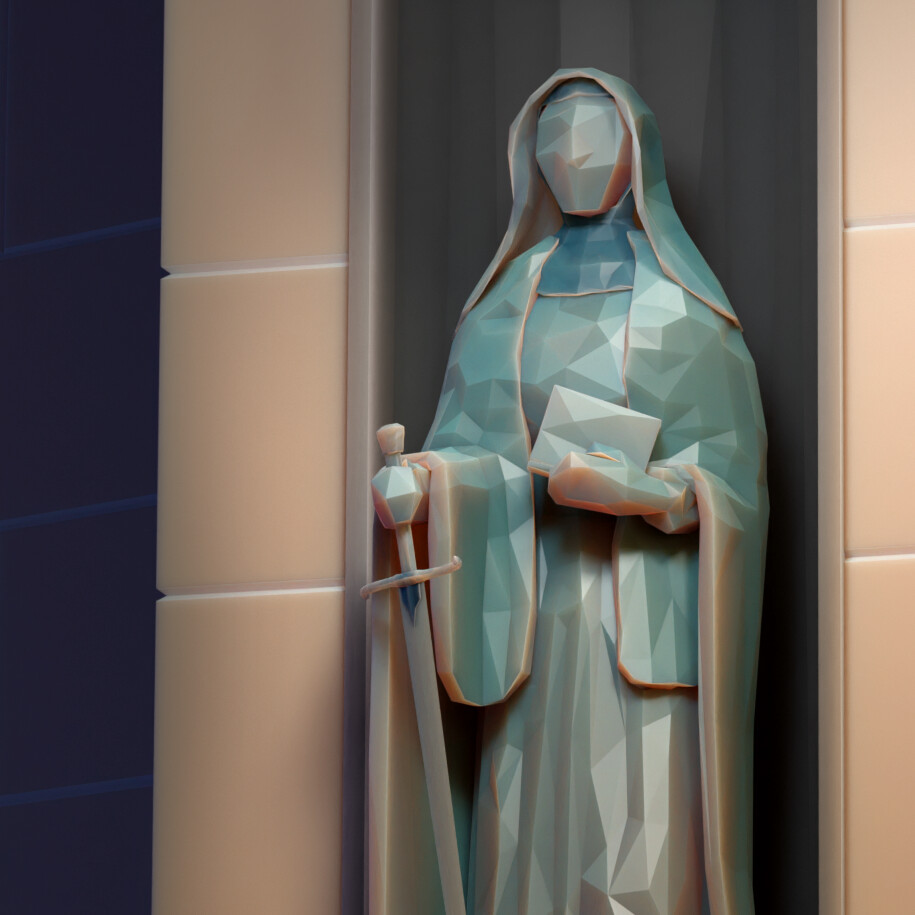 ArtStation - Low poly still life of a saintly statue