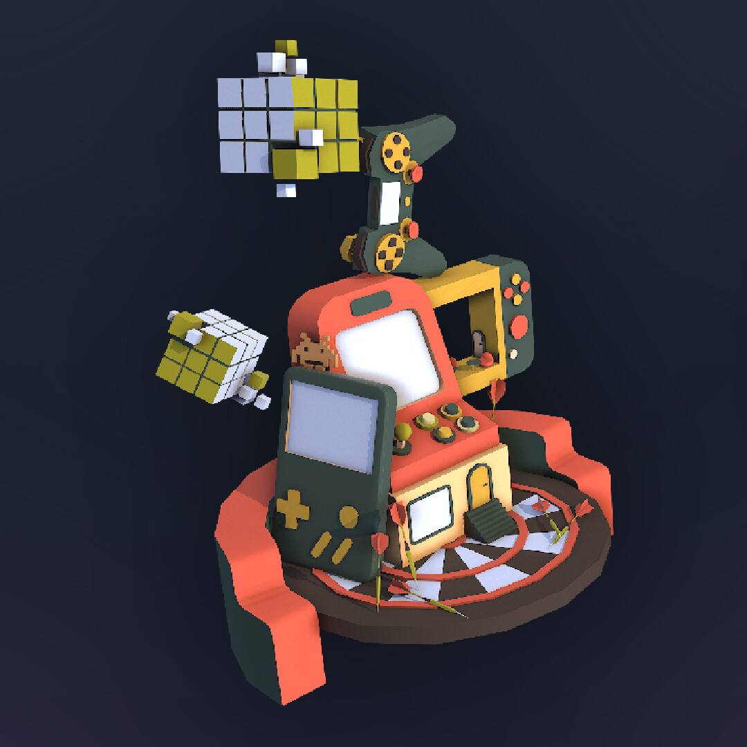 ArtStation - Low poly model of stylized houses (mini-games)