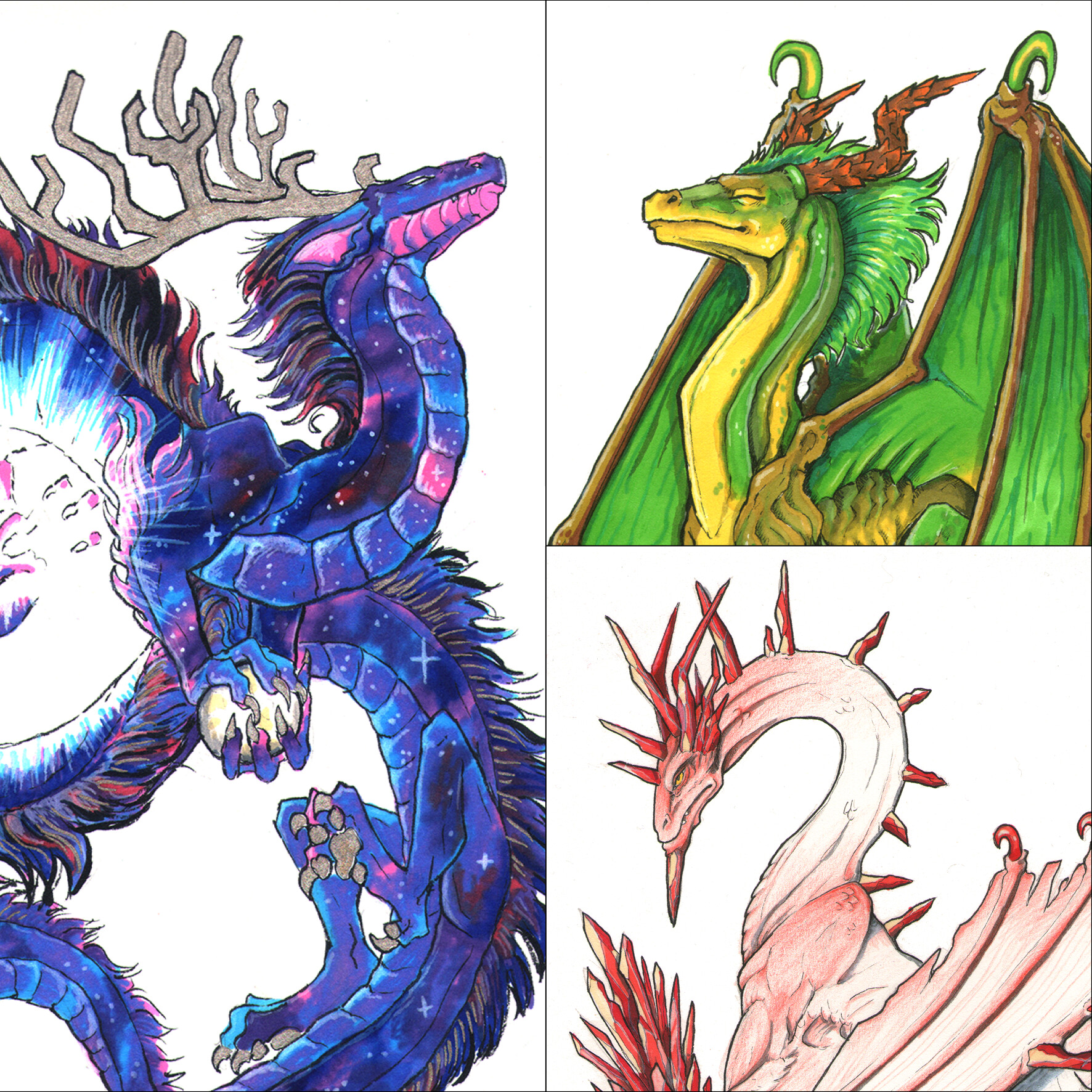 ArtStation - Various elemental Dragons