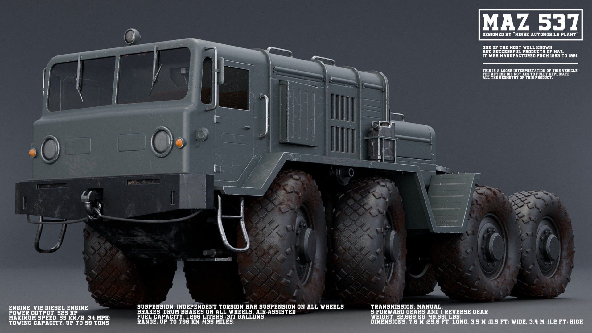 ArtStation - MAZ-537 Military Truck (Low Poly)
