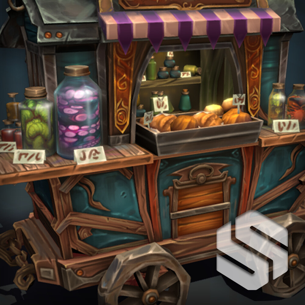 ArtStation - Food Cart -Handpainted Model for Stylized Station course