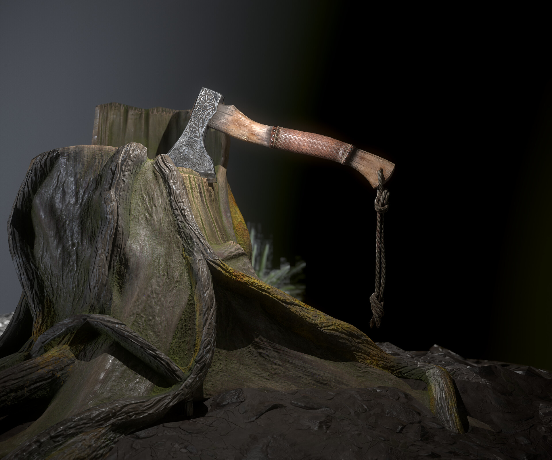 ArtStation - Tree stump and Viking axe