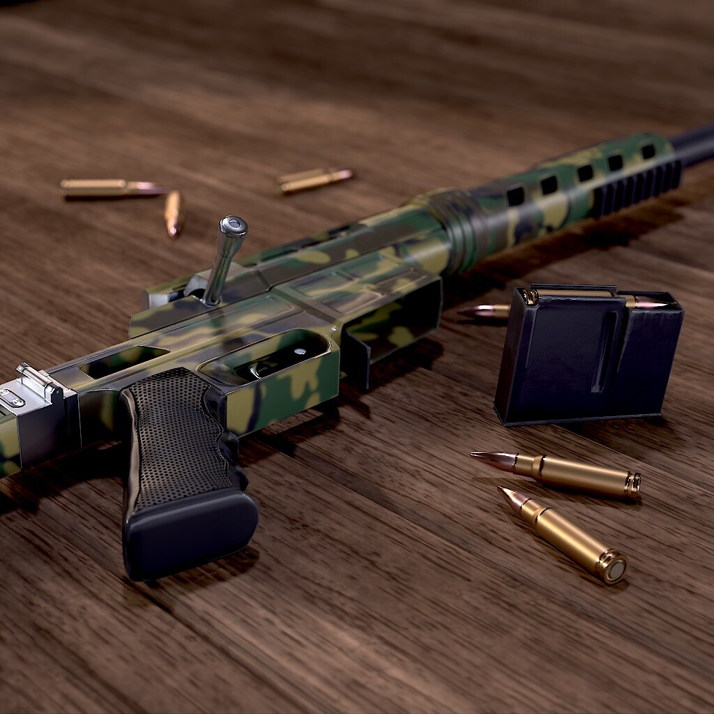 ArtStation - Sniper Rifle DVL-10 M2 URBANA (game ready)