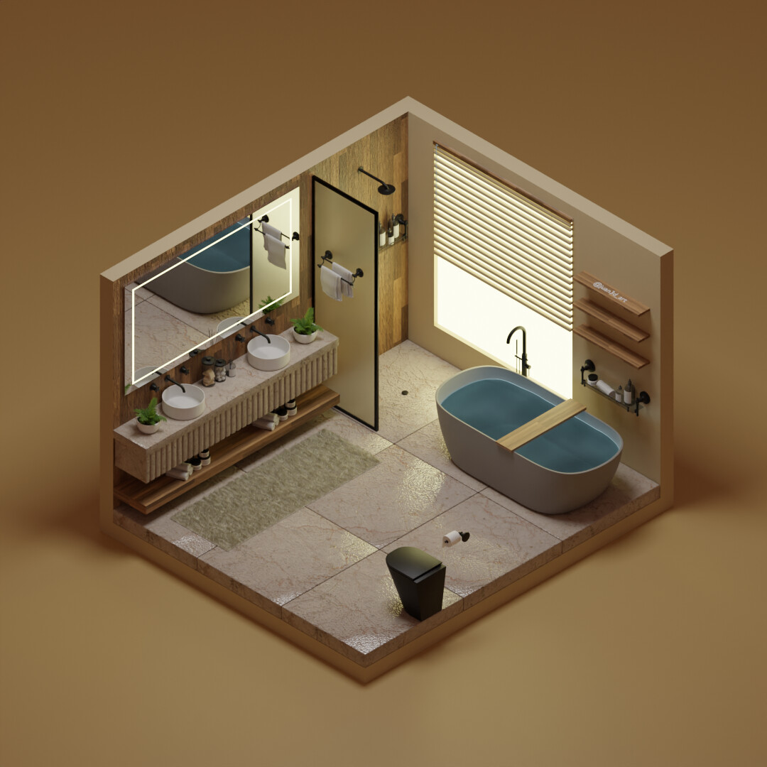 ArtStation - Isometric Bathroom