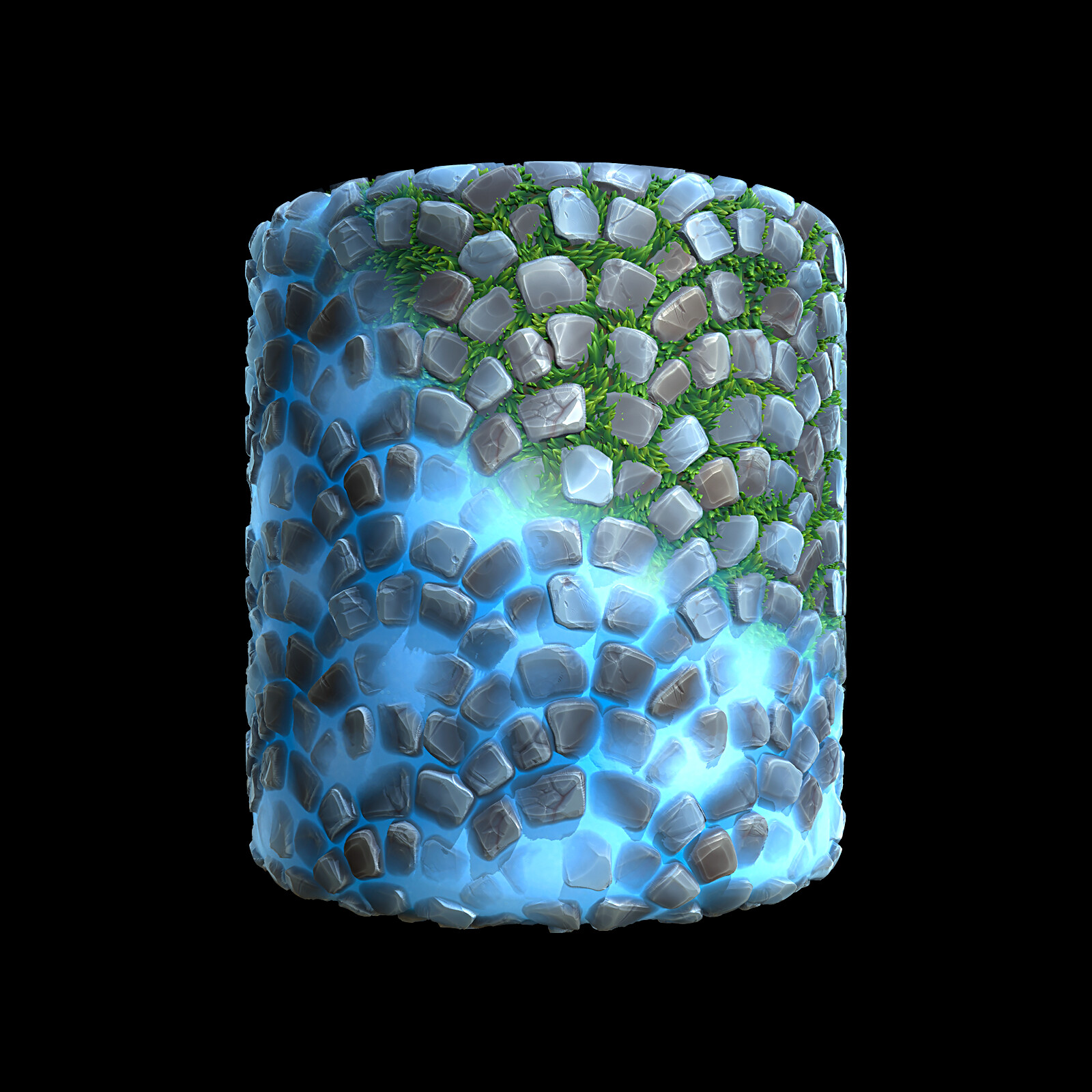 ArtStation - Stylized stones with snow and grass