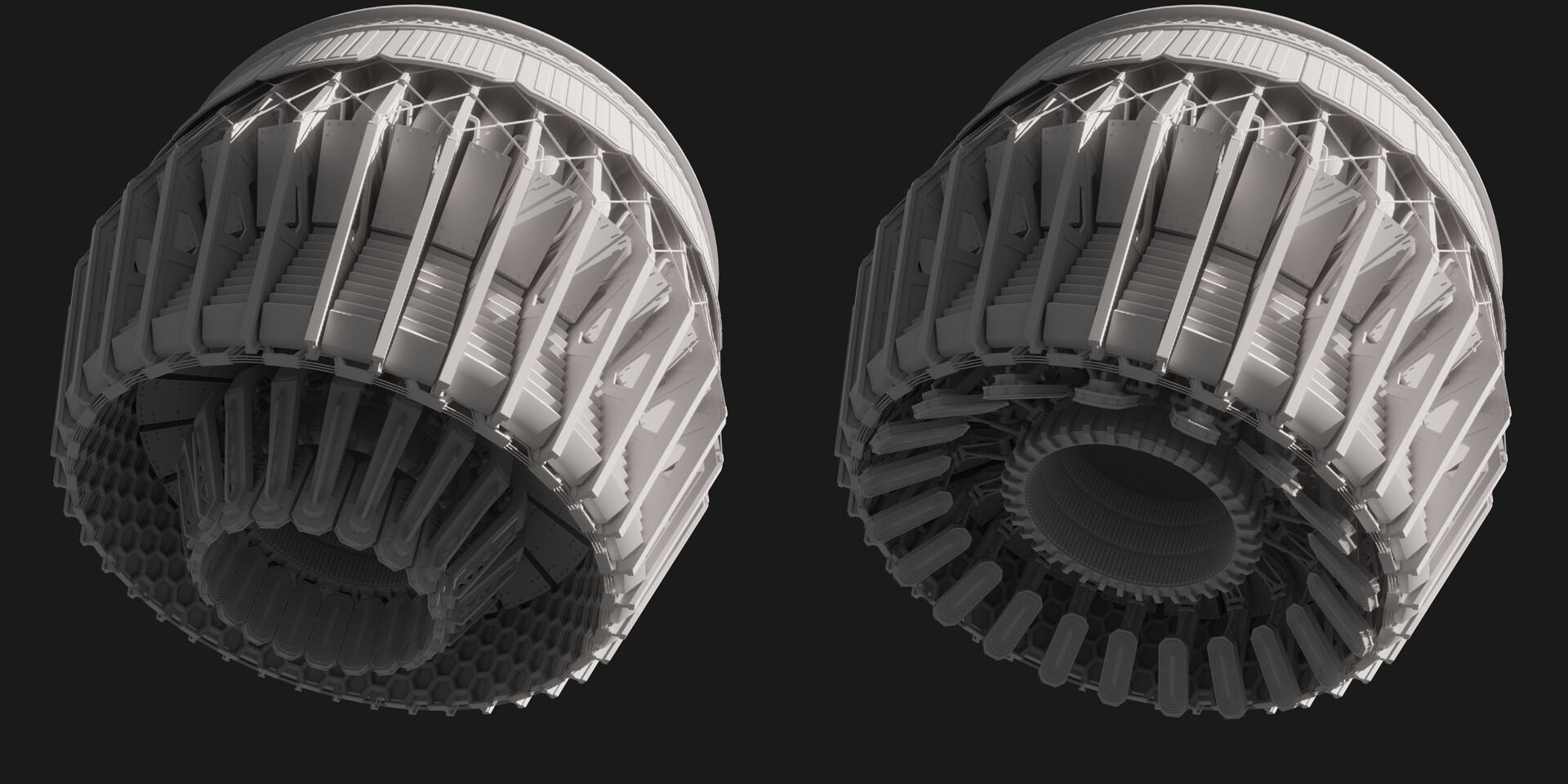 ArtStation - Fusion Engine Housing Clay Render