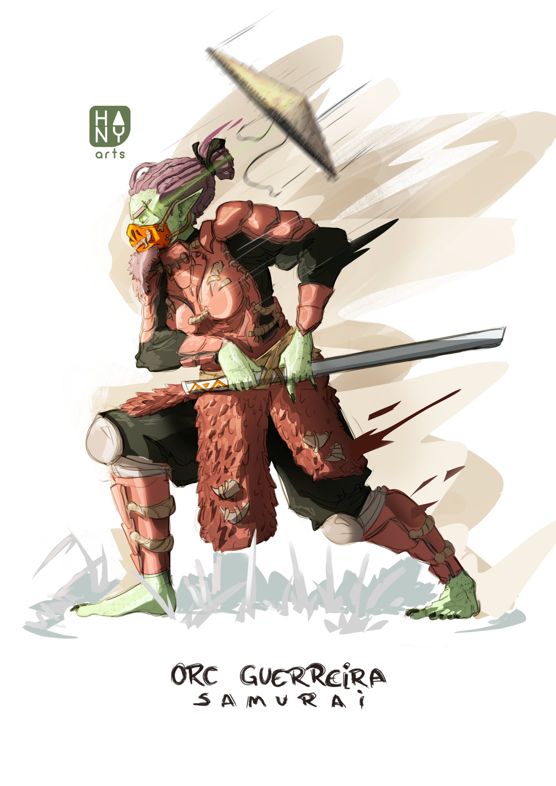 ArtStation - Orc Samurai Warrior - RPG Character