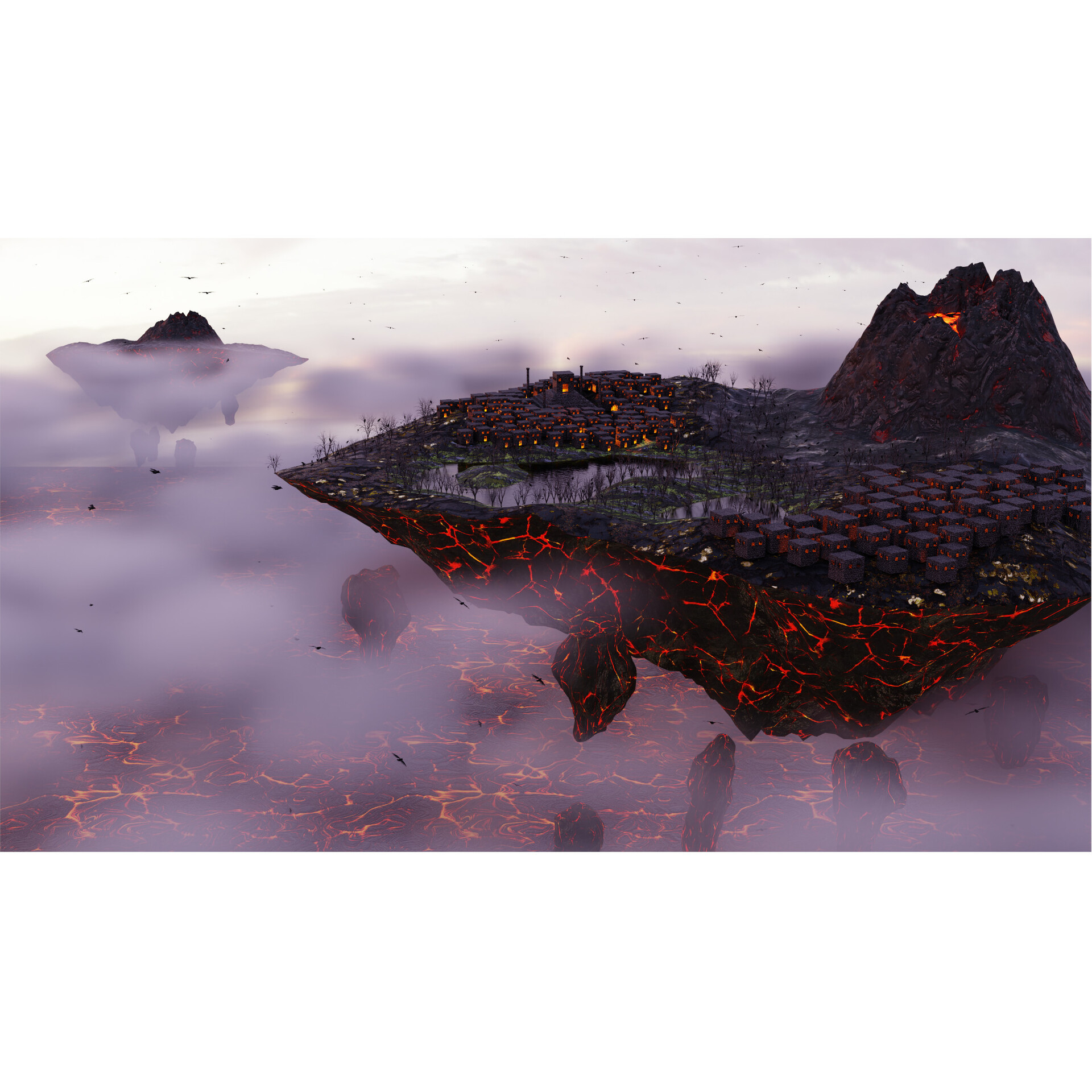 ArtStation - Sky volcano city