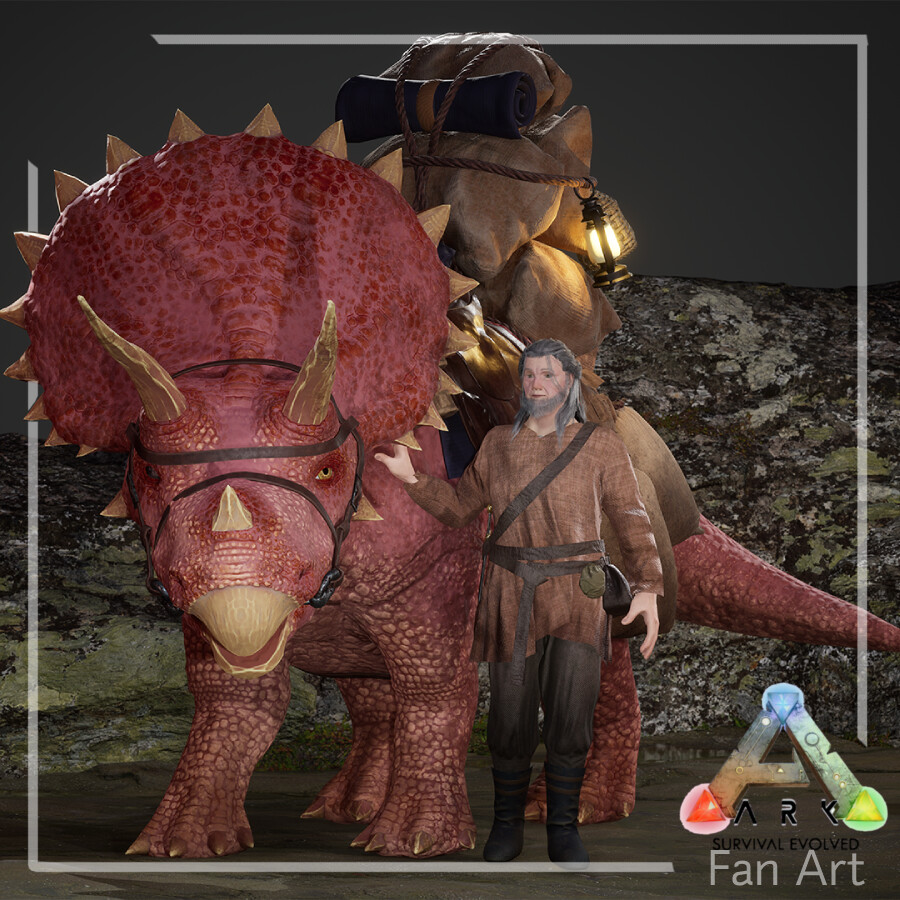 ArtStation - Triceratops and Rider