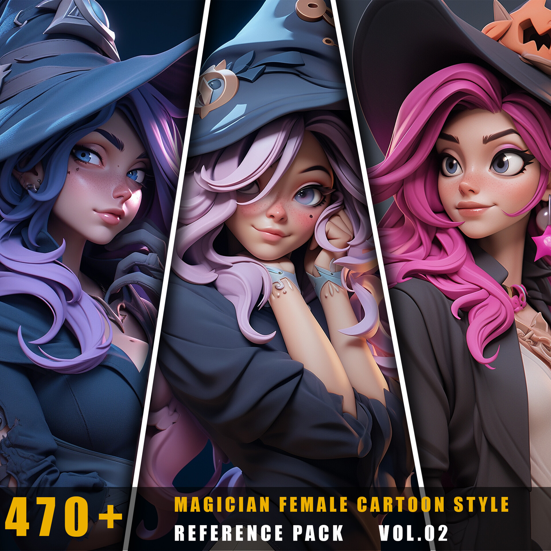 ArtStation - 470+ Magician Female Cartoon Style - References Pack Vol.02