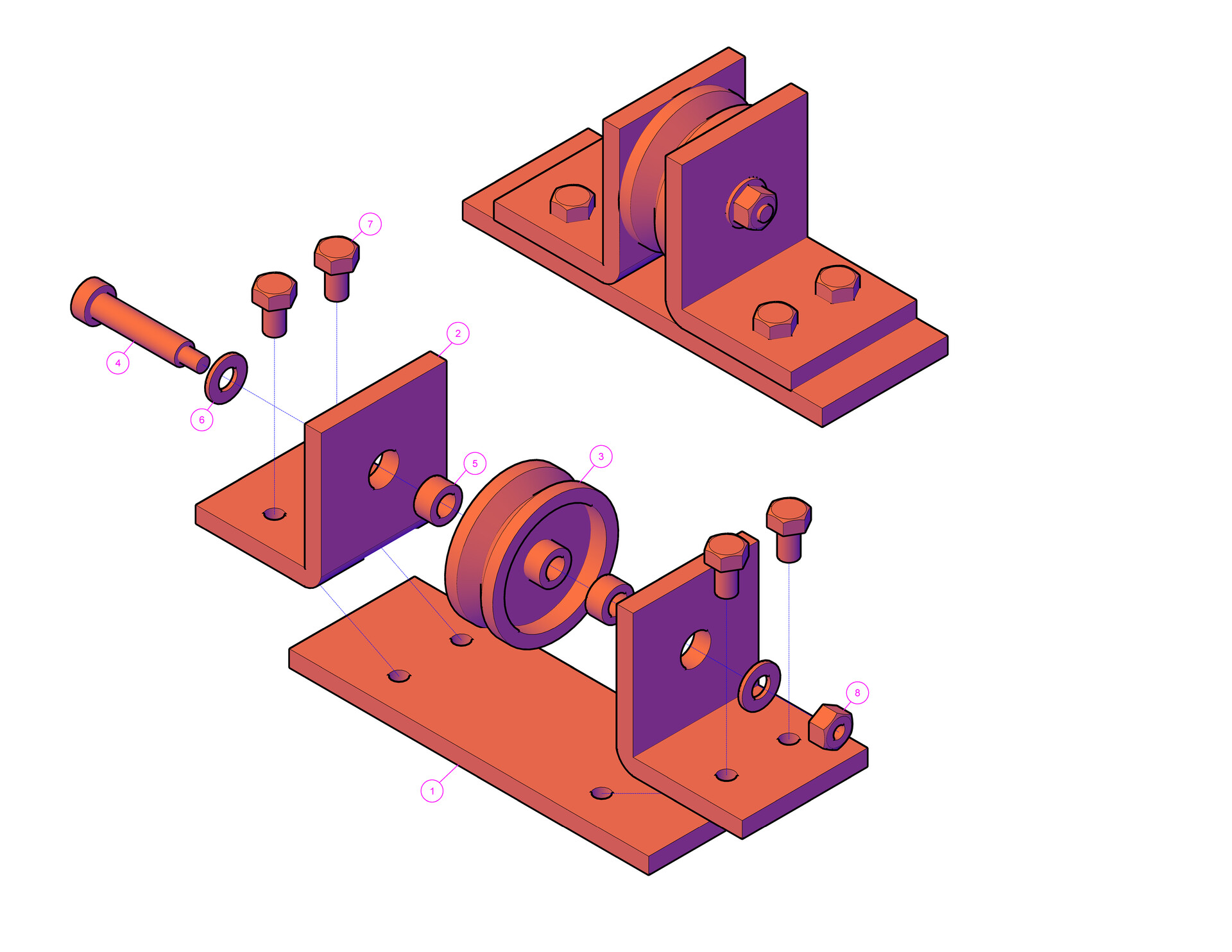 ArtStation - CAD Pulley - Exploded & Assembled