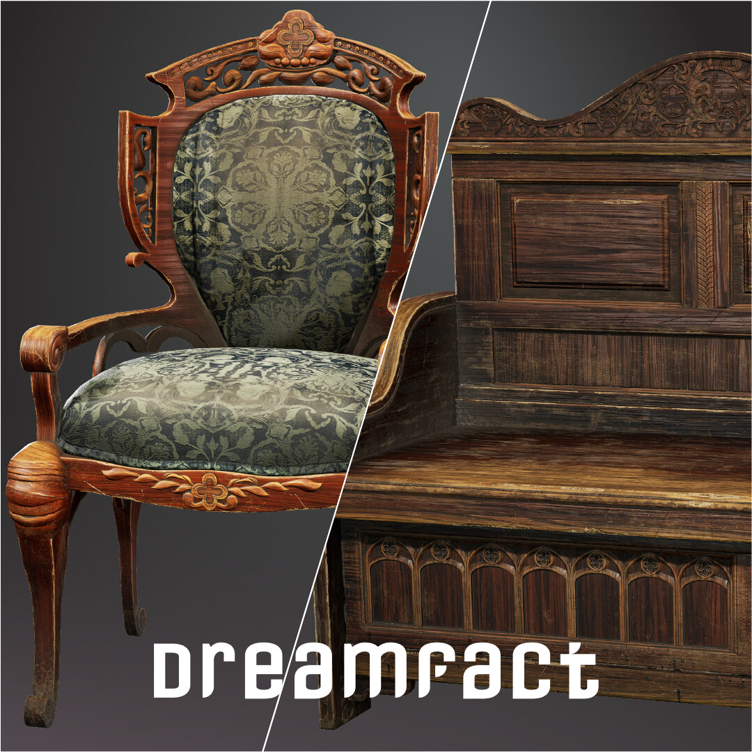 ArtStation - Judge Hall - Bench & Chair