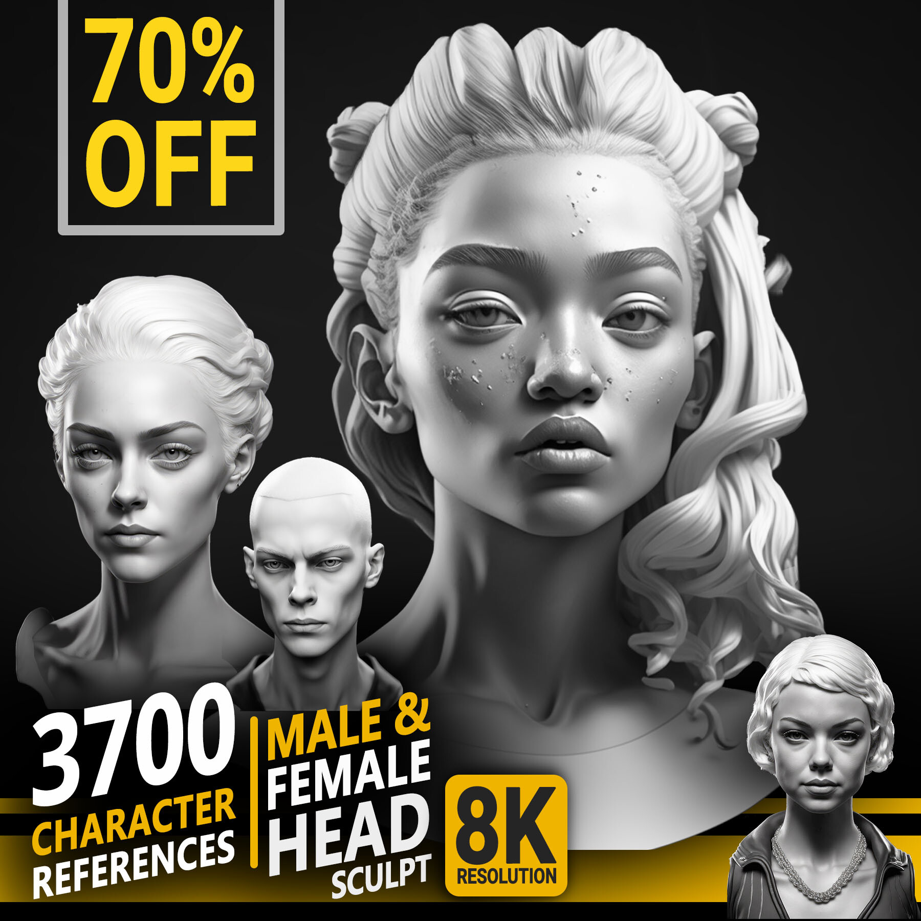 ArtStation - 3700 Male & Female Head Sculpt - Character References | 8K Res