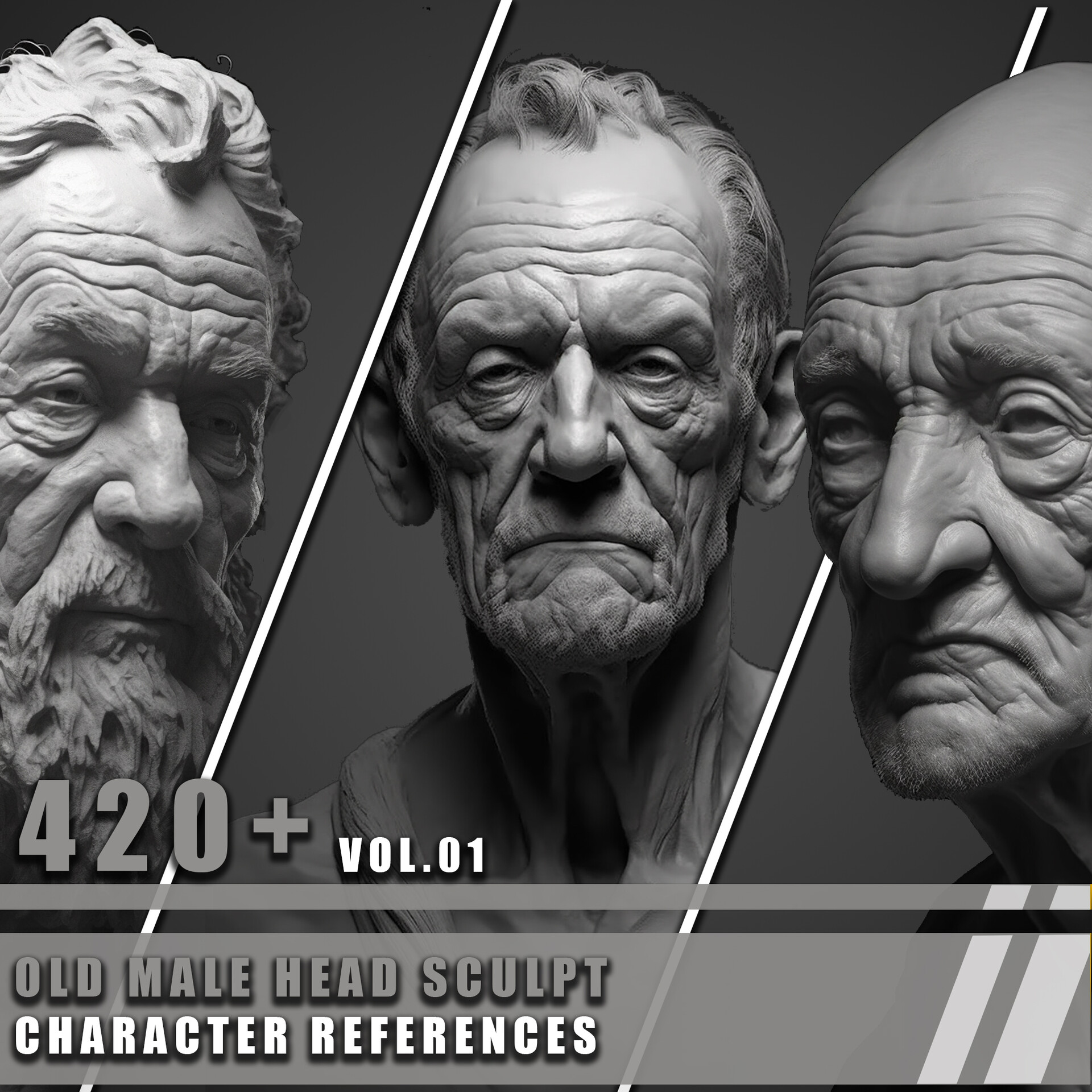ArtStation - 420+ Old Male Head Sculpt - Character References Vol.01