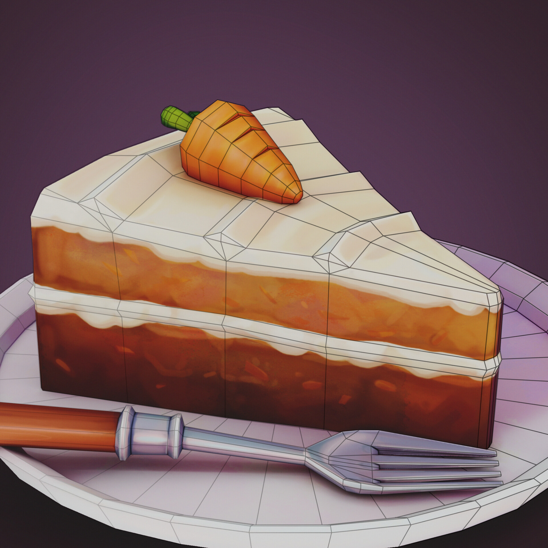 ArtStation - Handpainted Carrot Cake LOWPOLY