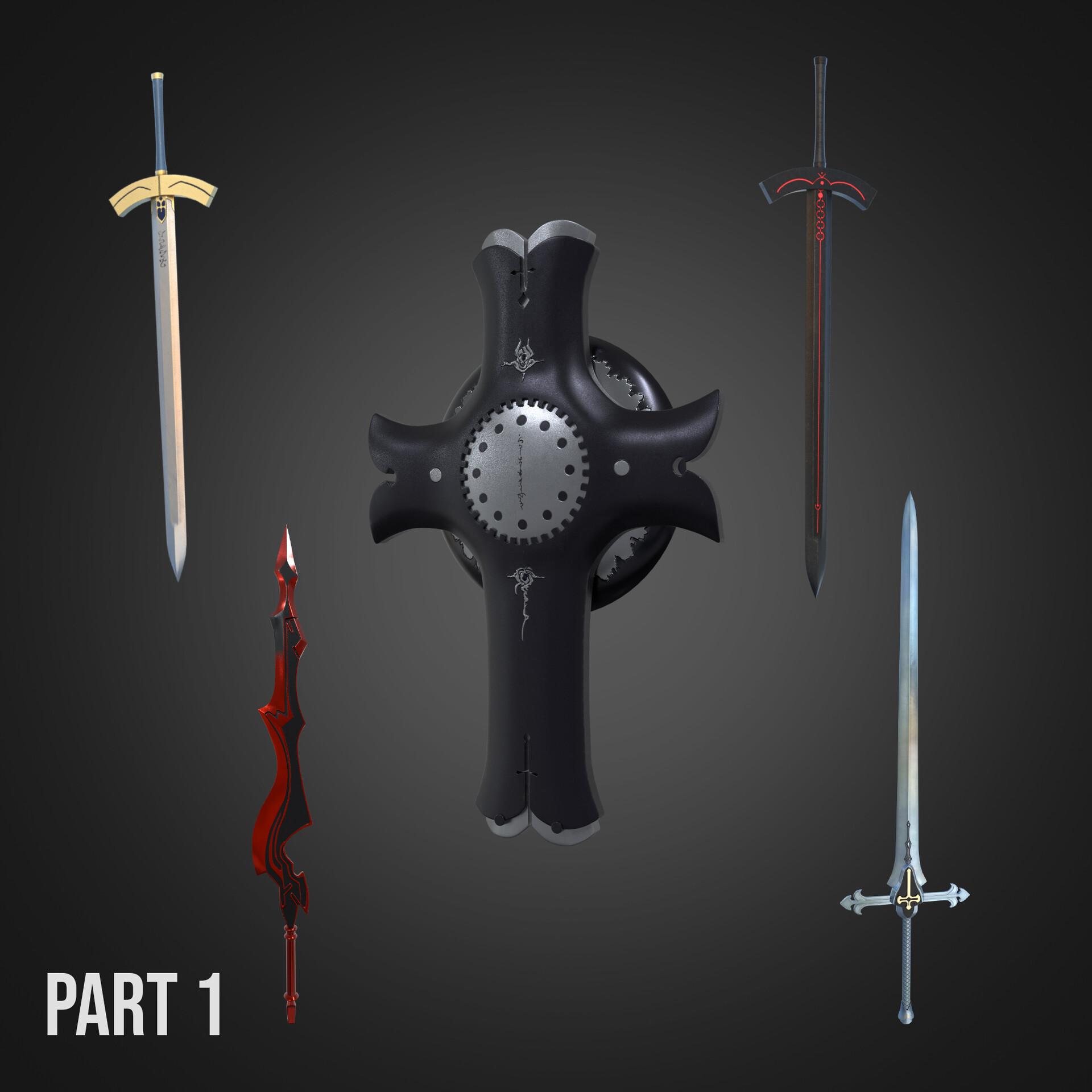 ArtStation - 30 Days of modeling weapons from F/GO fan art challenge ...