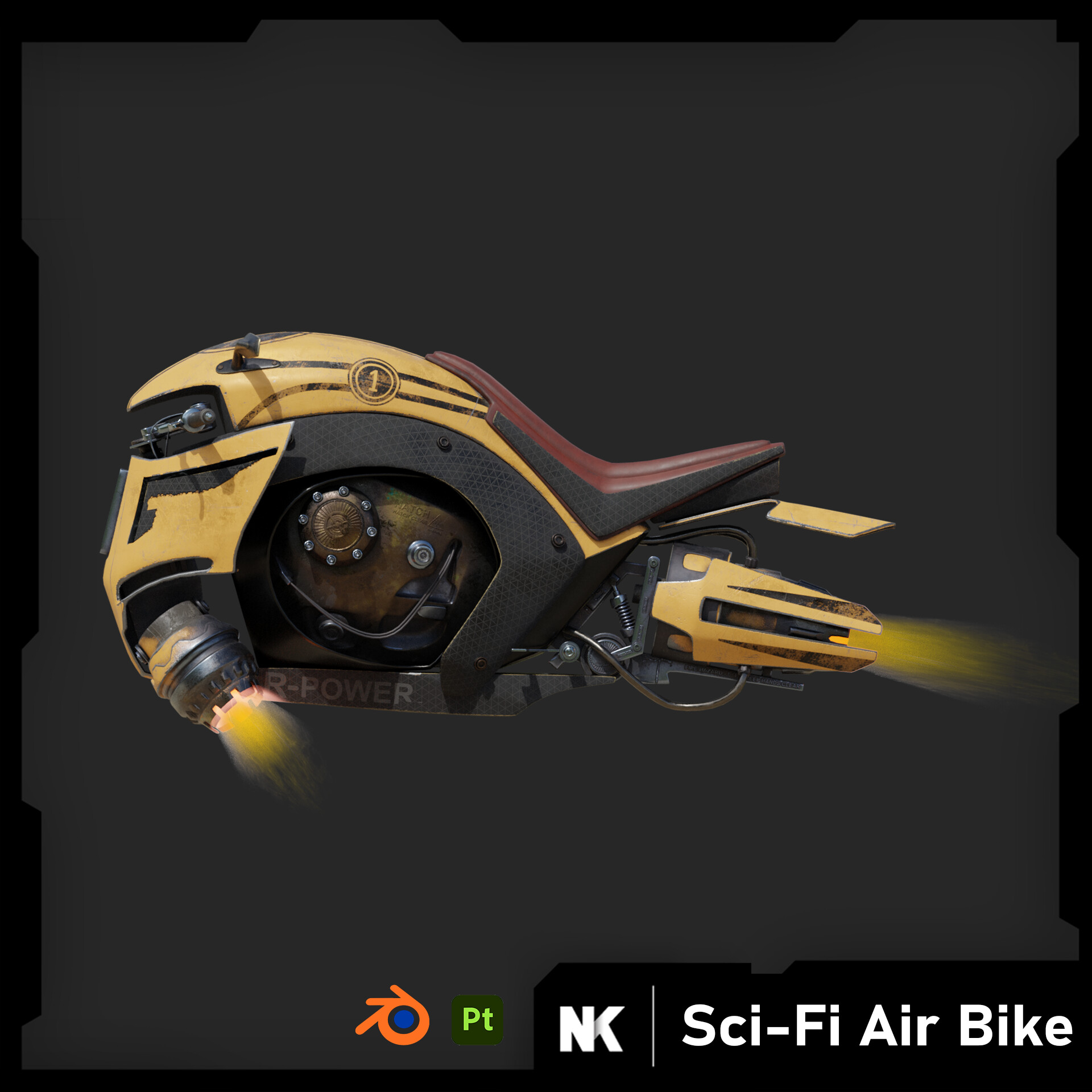 ArtStation - Sci-Fi Air Bike by using Blender and Substance Painter