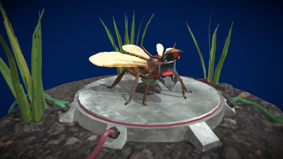 ArtStation - Animated, Ps1 Style, Lowpoly, Robot Bee Model