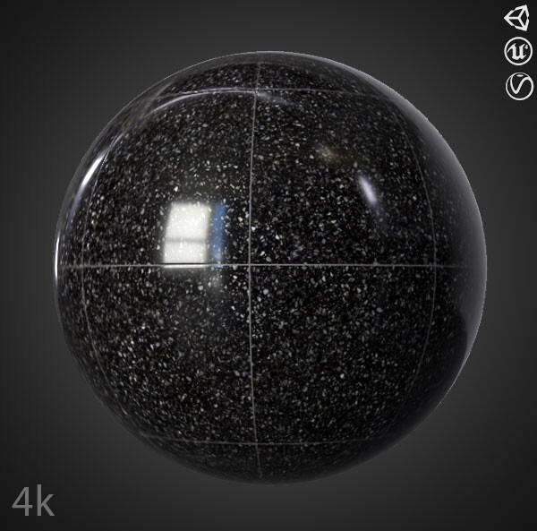 PBR Textures Free Download - Black Venezia Ceramic Floor Tiles Terrazzo Pattern PBR Texture Free ...