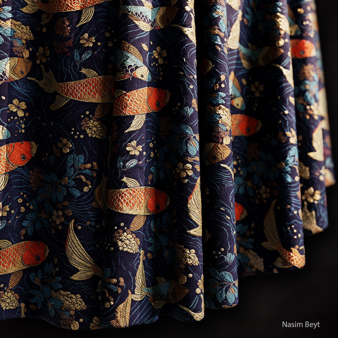 ArtStation - 50 Tileable Japanese Koi Fish Fabric Materials-VOL10. SBSAR