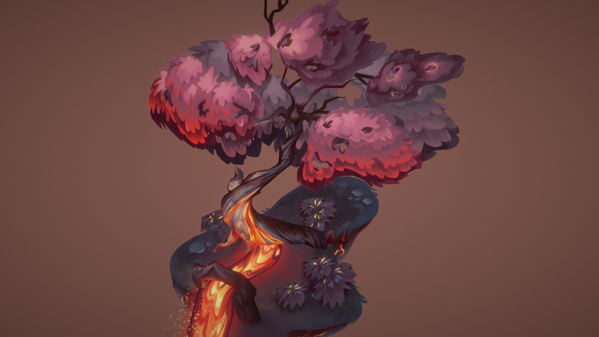 ArtStation - 2.5D Stylized Magma Tree