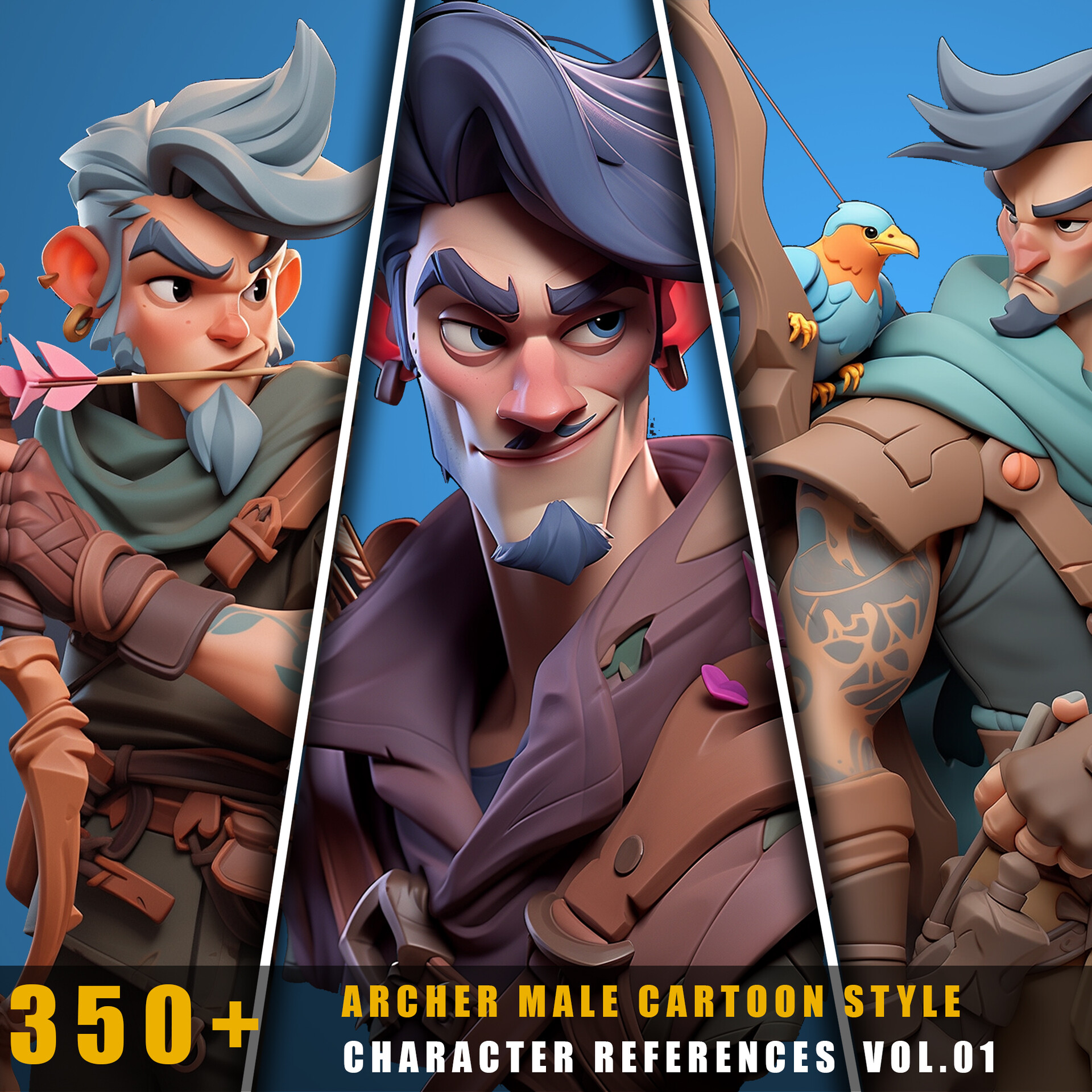 WaterLaw's Studio - 350+ Archer Male Cartoon Style - References Pack Vol.01