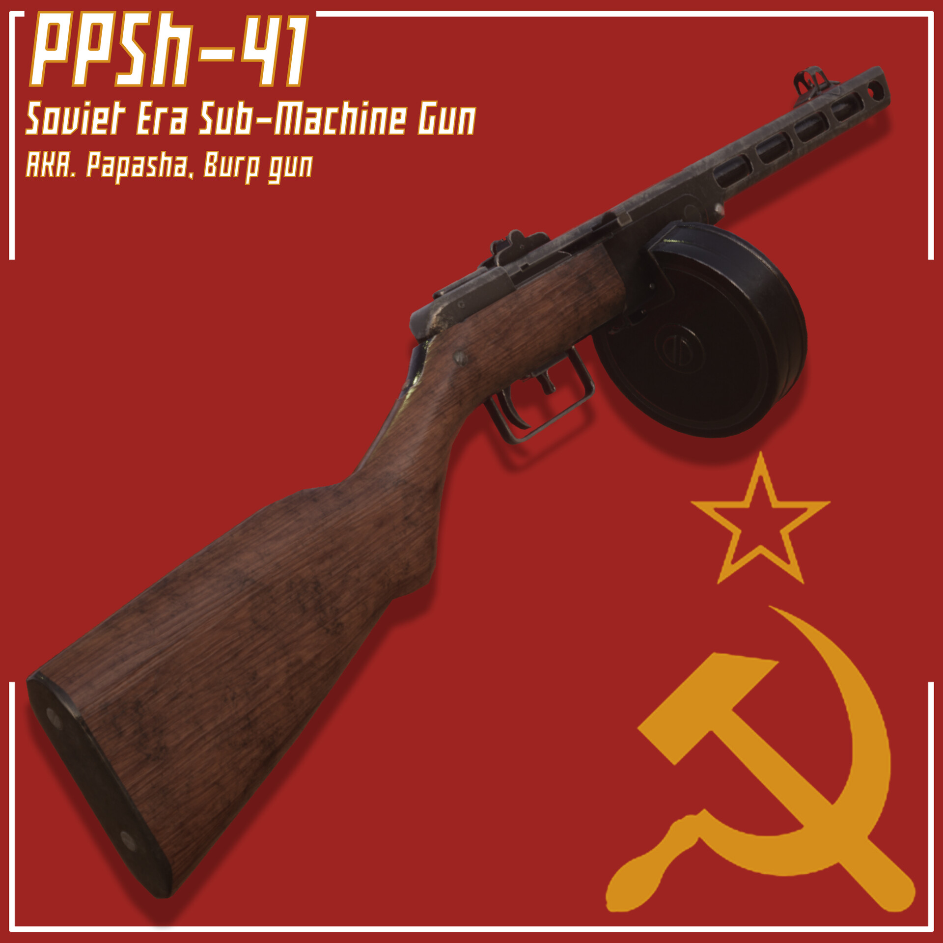 ArtStation - PPSh-41 Sub-Machine Gun - 3D Weapon Art