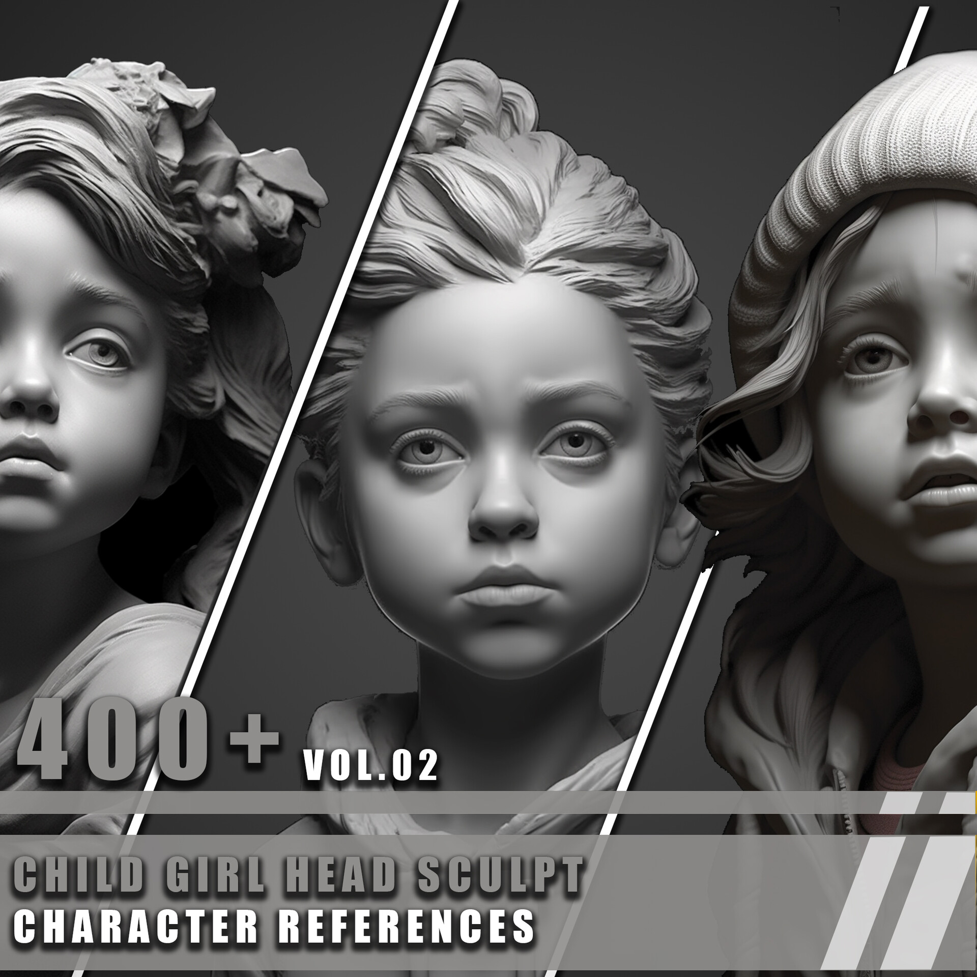 ArtStation - 400+ Child Girl Head Sculpt - Character References Vol.02