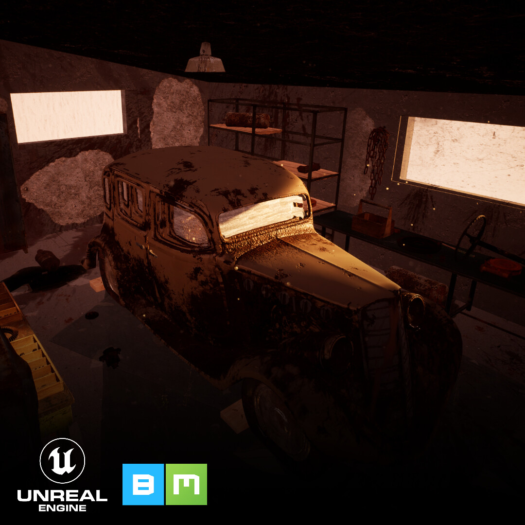 ArtStation - Abandoned Car in Garage