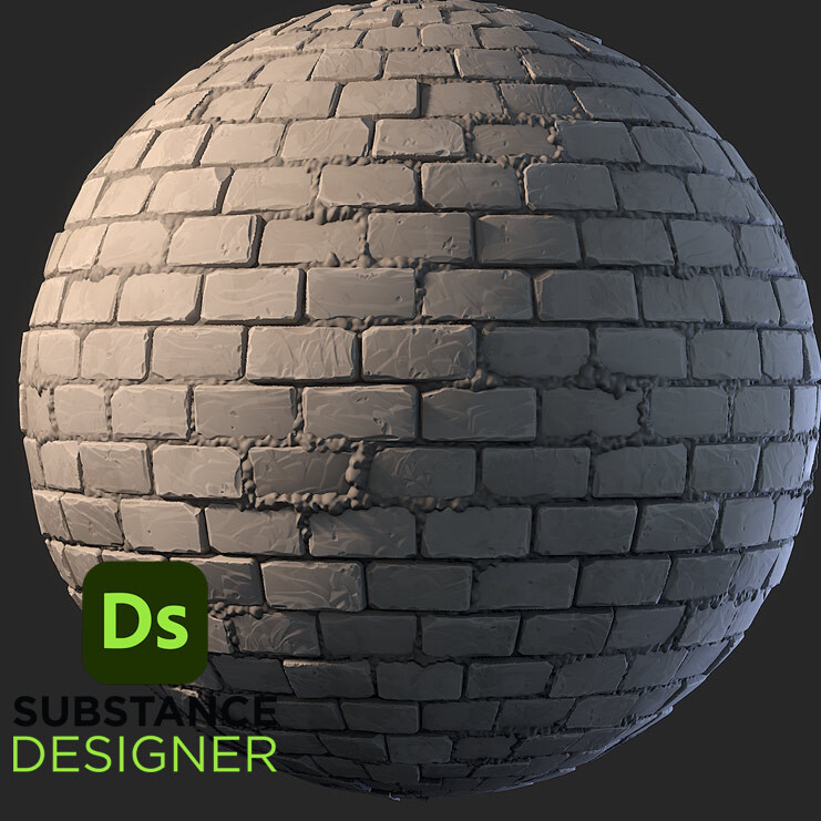 ArtStation - Stylized Brick Wall - Substance 3D Designer