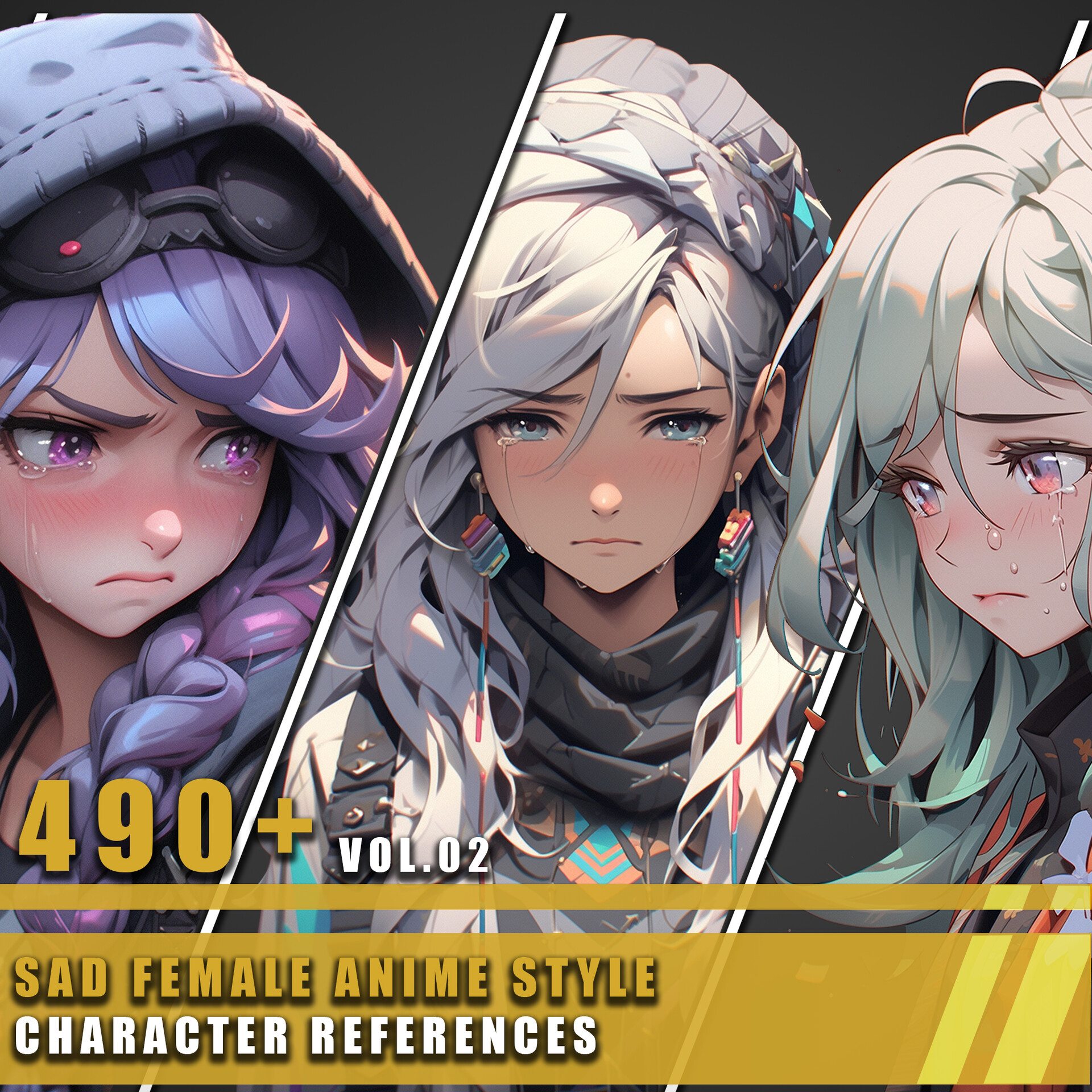 ArtStation - 490+ Sad Female Anime Style - Character references Vol.02