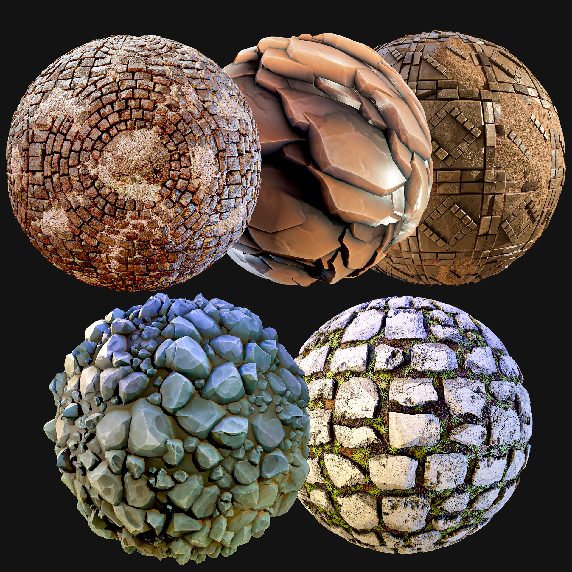 ArtStation - 5 Stylized Stone Material-Sbs Sbsar Pbr Vol.1
