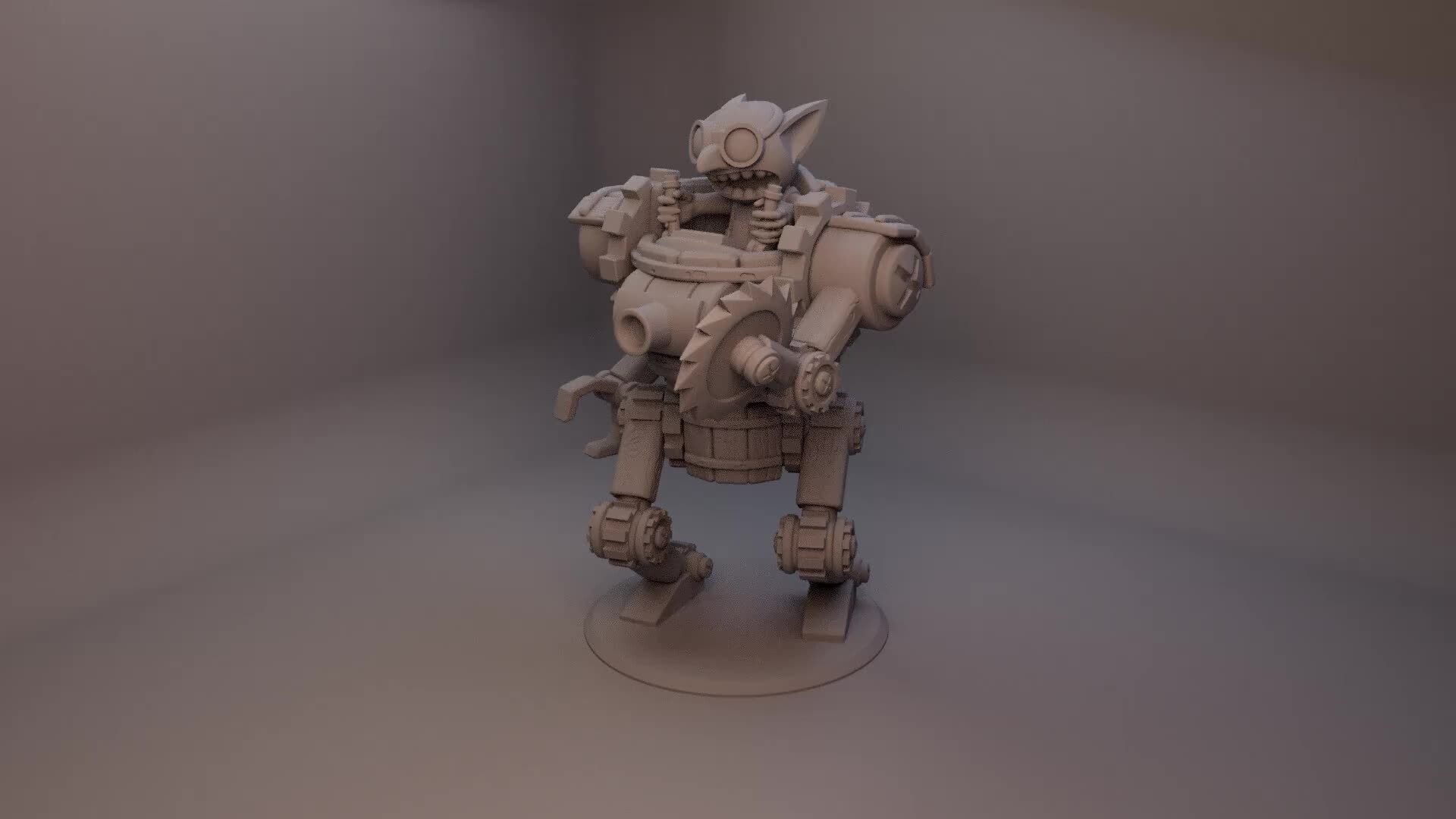 ArtStation - Goblin heavy infantry barrel mech 1