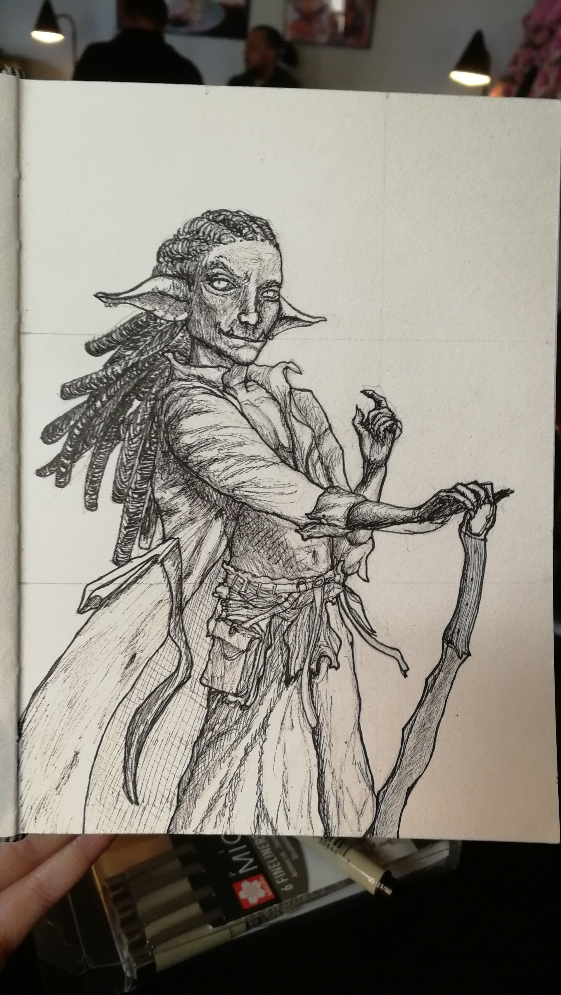 ArtStation - Goblin character from reference - Pencil + Fineliner