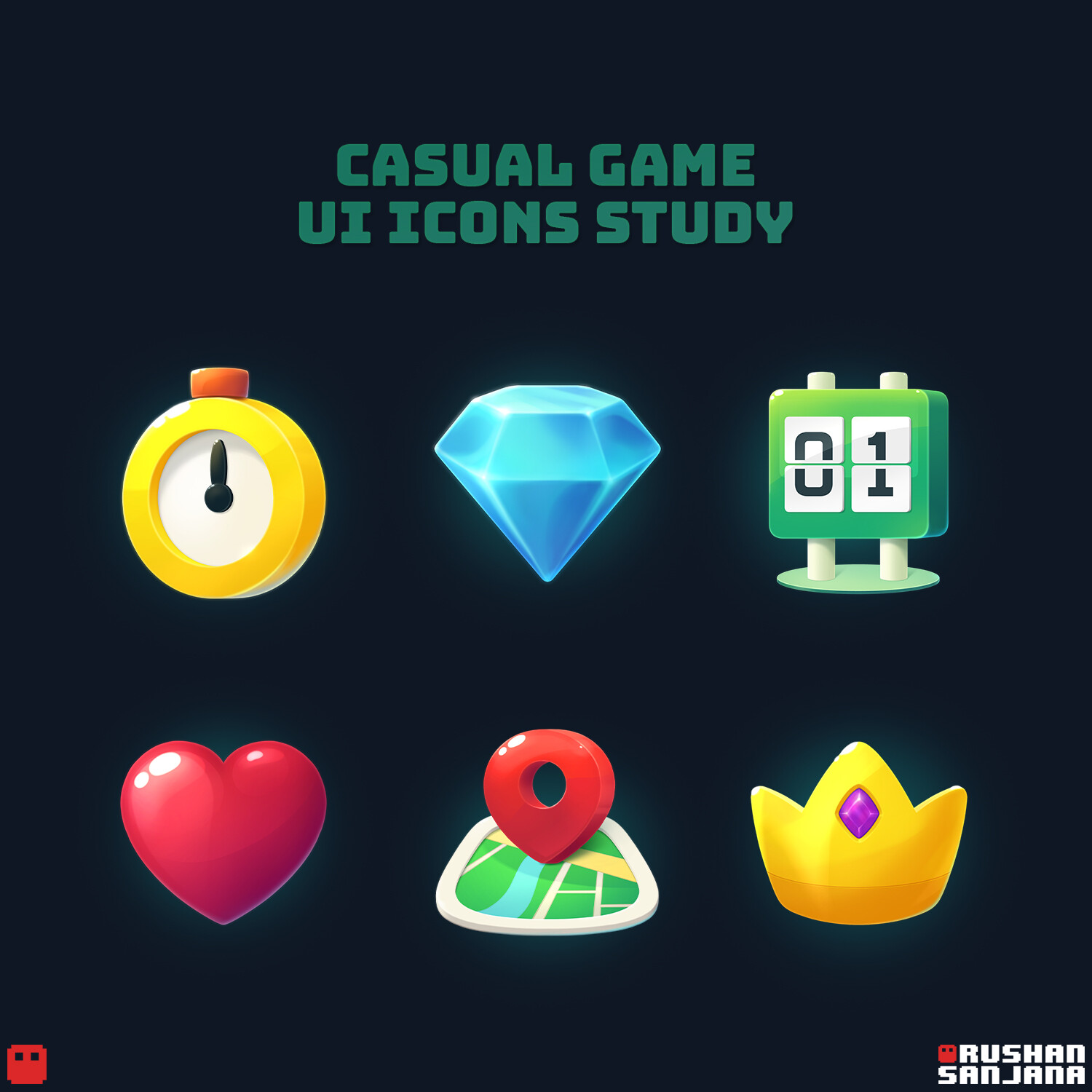 ArtStation - Casual game UI icons study