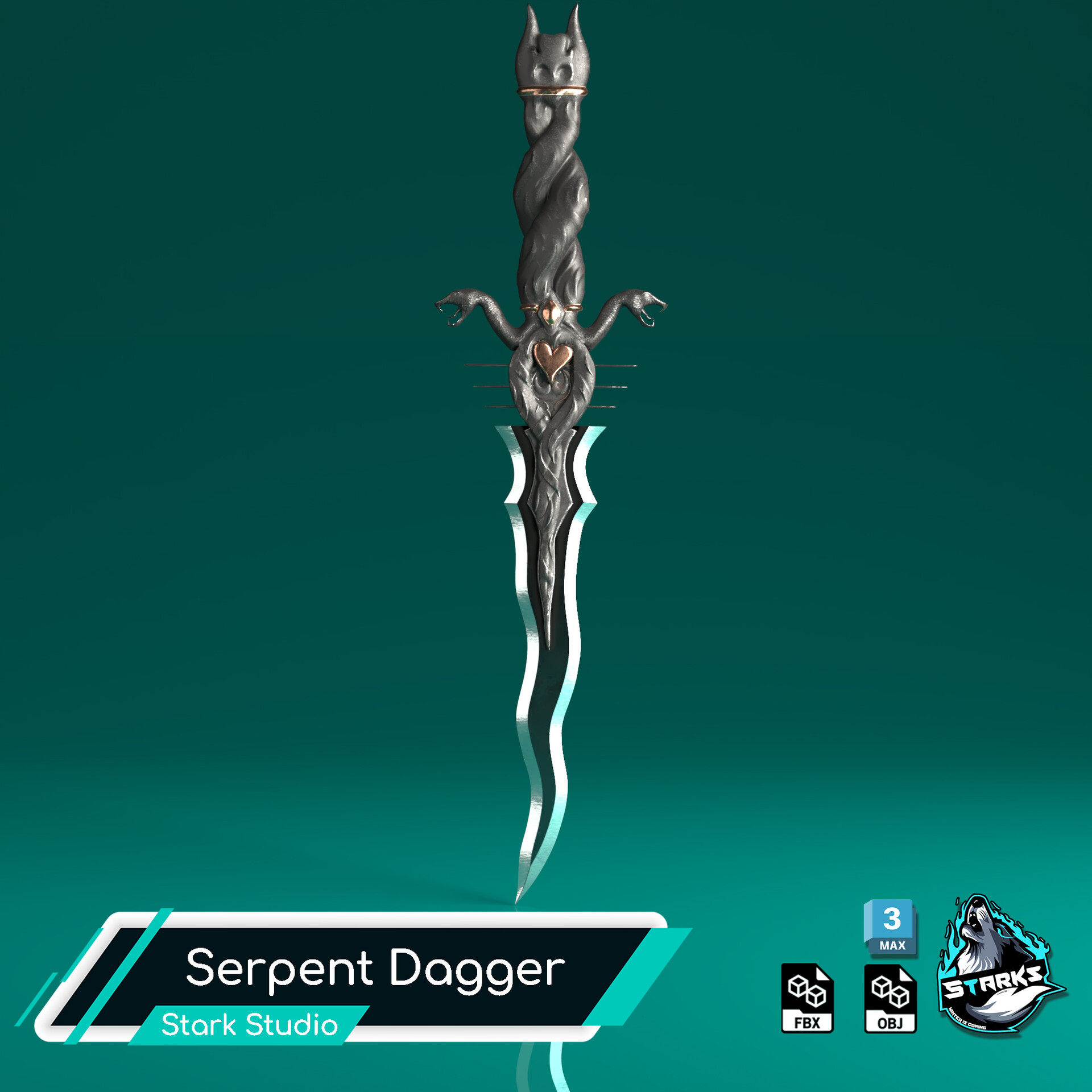 ArtStation - Serpent Dagger Low-poly 3D model