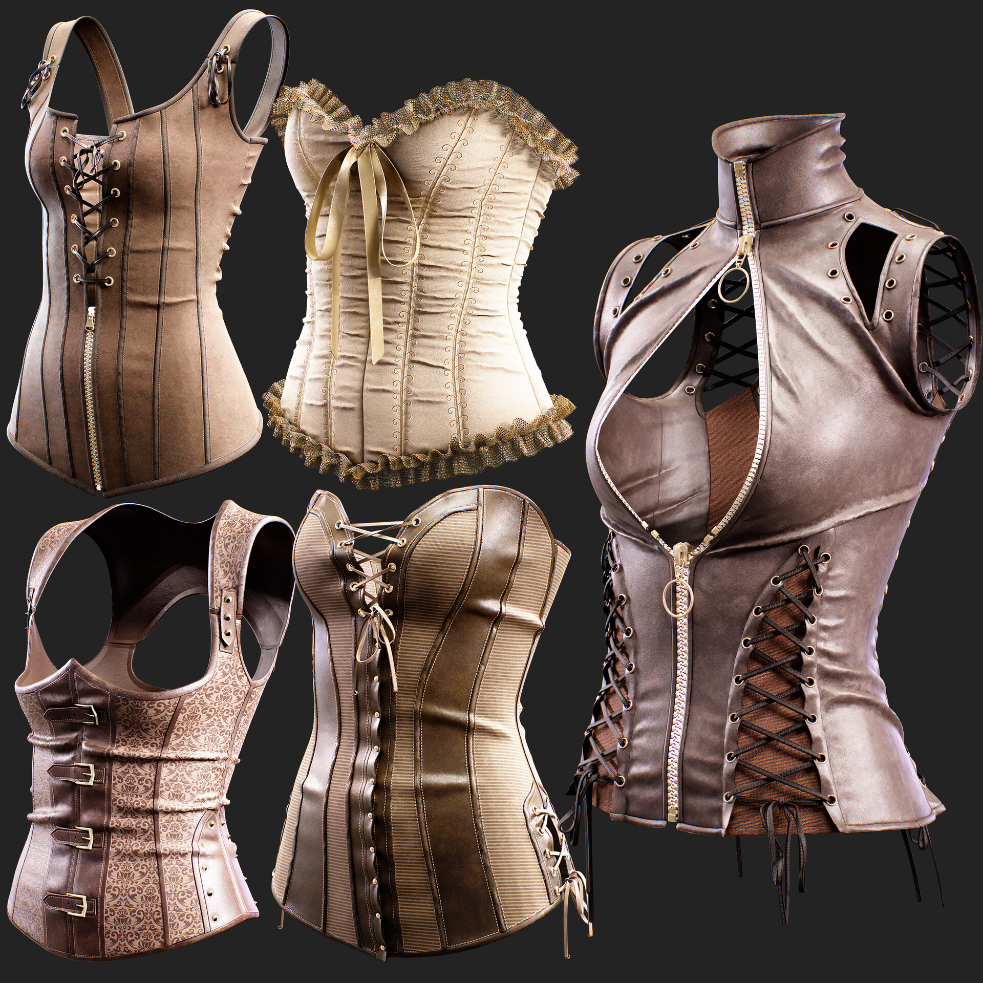 ArtStation - 5 Medieval Corsets/Marvelous Designer-OBJ-FBX-5 Smart ...