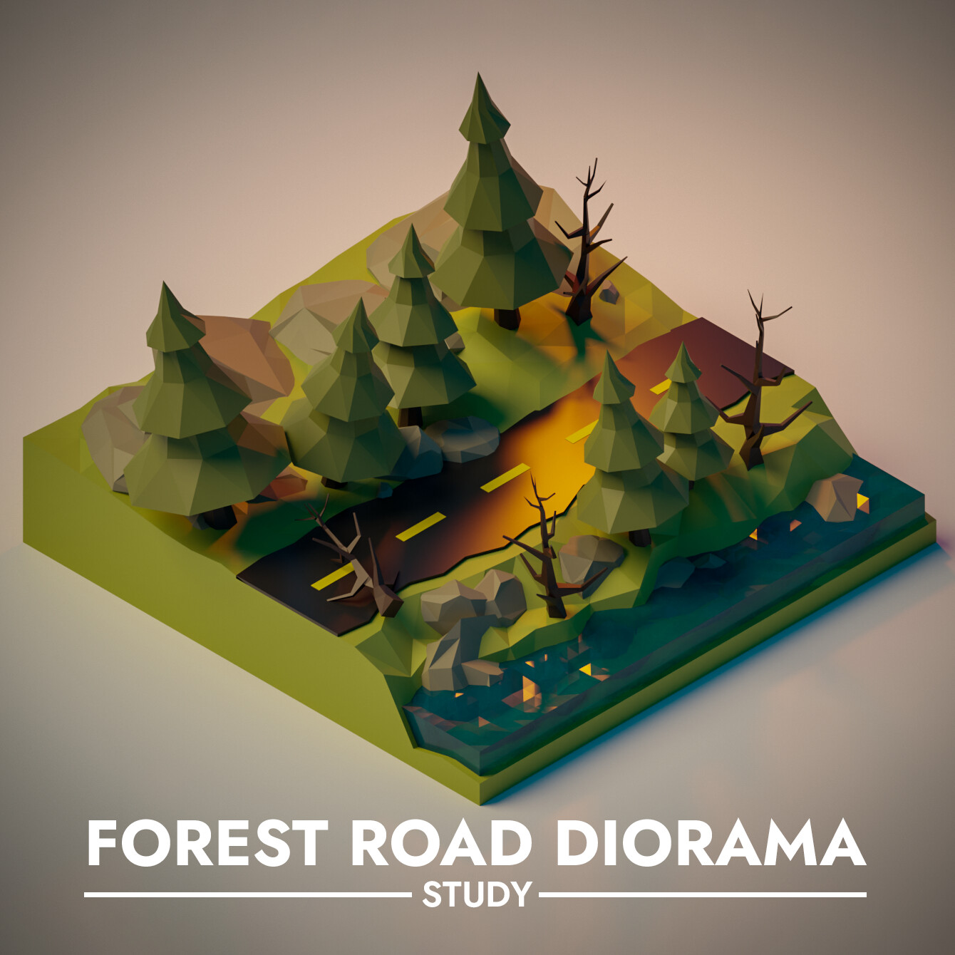 ArtStation - Forest Road Lowpoly Diorama
