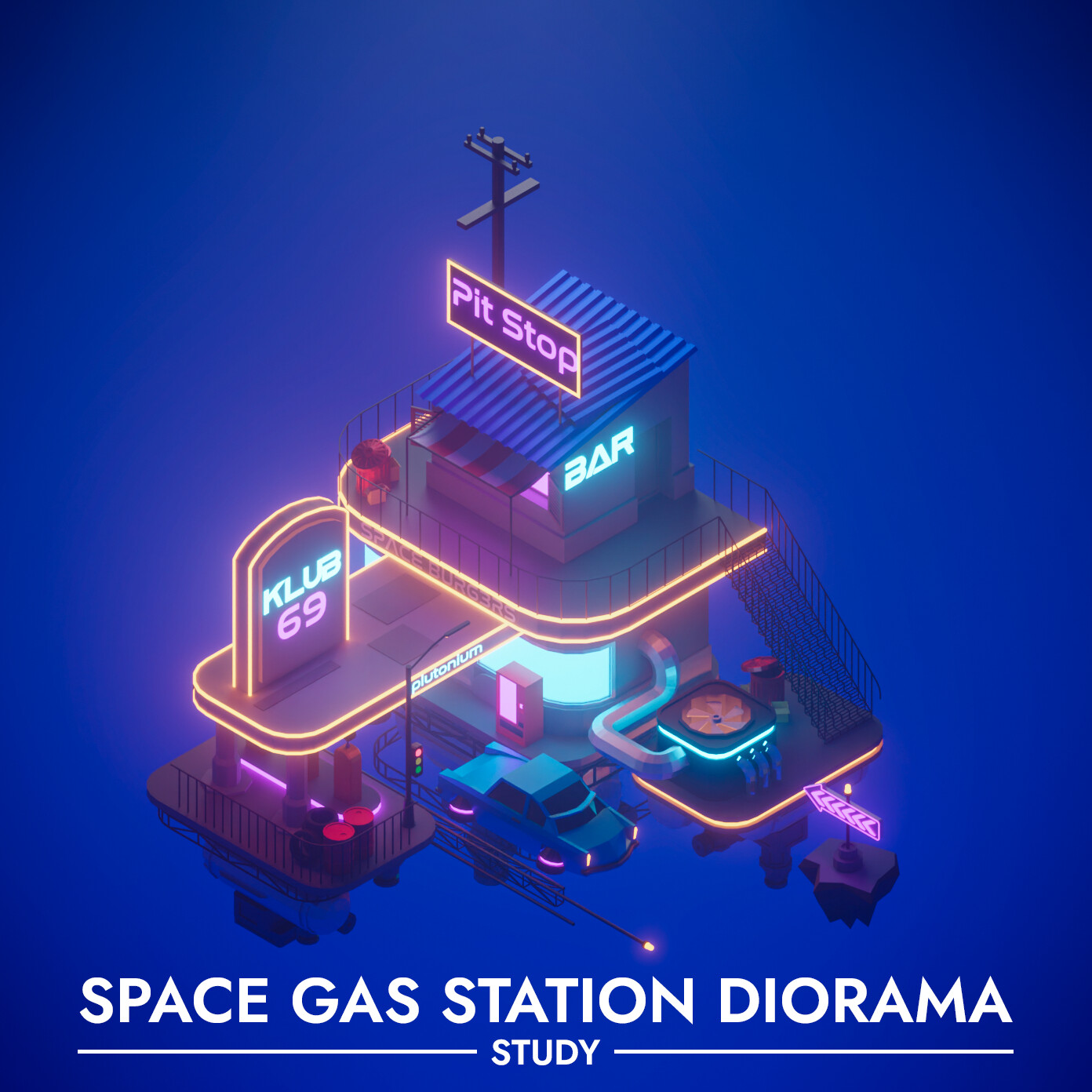 ArtStation - Space Gas Station Lowpoly Diorama