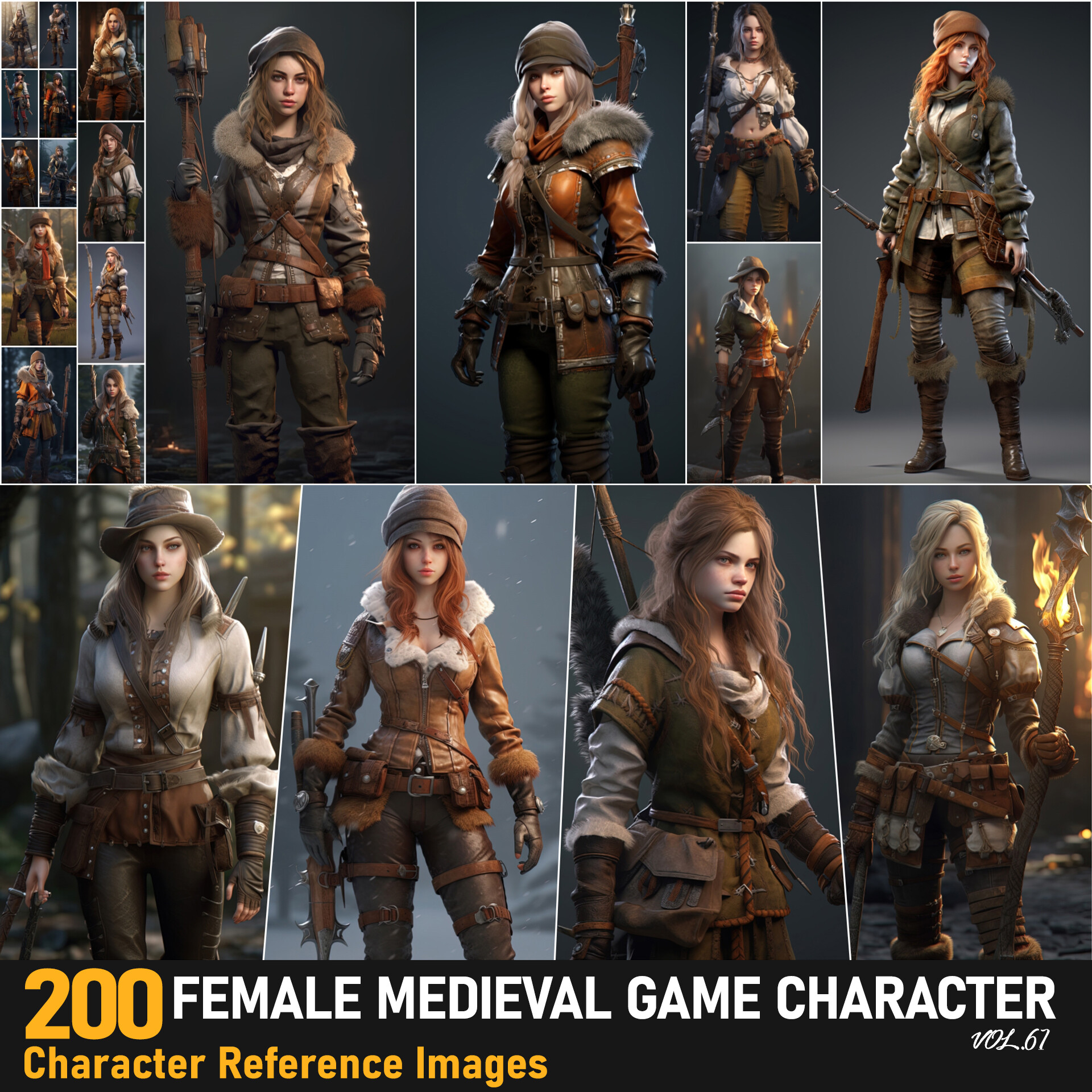 ArtStation - Female Medieval Game Character VOL.61|4K Reference Images