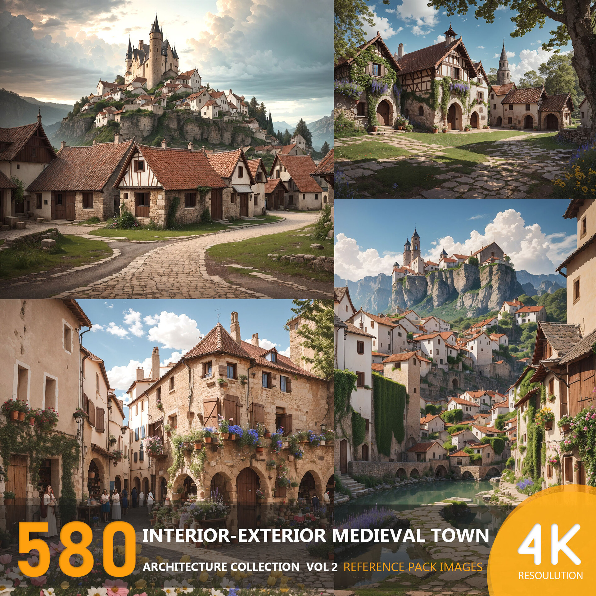 ArtStation - Interior-Exterior Medieval town-Architecture Collection ...